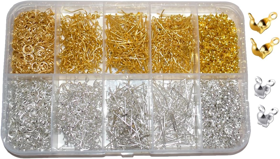 Delush Design Golden Silver Jewellery Making Material Kit, 50 Piece of ...