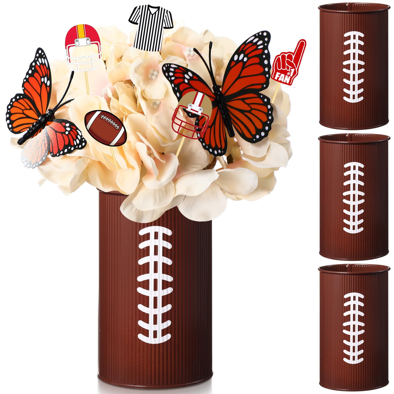 Amazon.com: Domensi 3 Pcs Football Table Centerpiece Football Vase ...