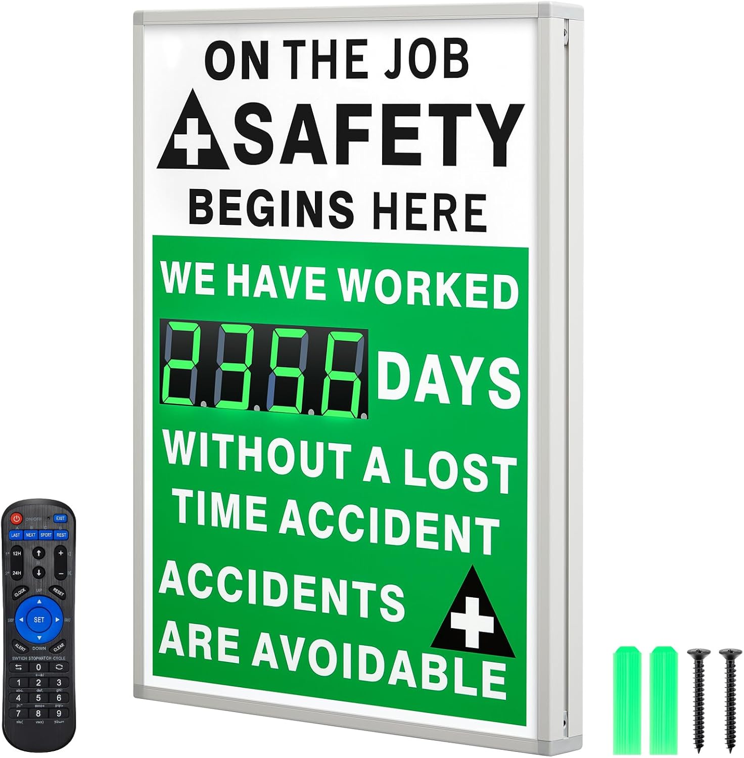 GlikCeil Days Without Accident Sign Electronic Safety Scoreboard 28" x ...