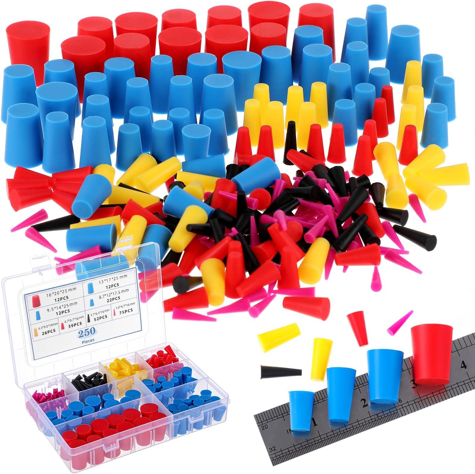 Amazon.com: 350pc Ultra Precision High Temp Silicone Rubber Plug & Cap ...