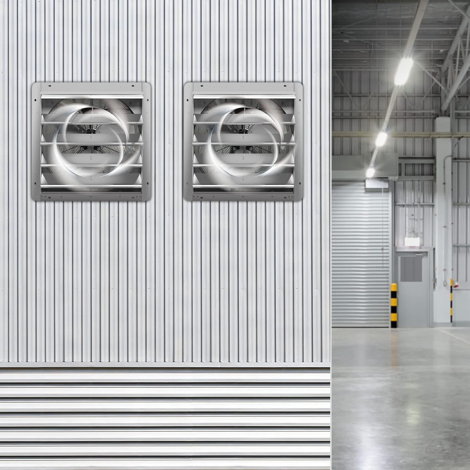 iPower 24 Inch Shutter Exhaust Fan Aluminum High Speed 1400RPM, 2750 ...