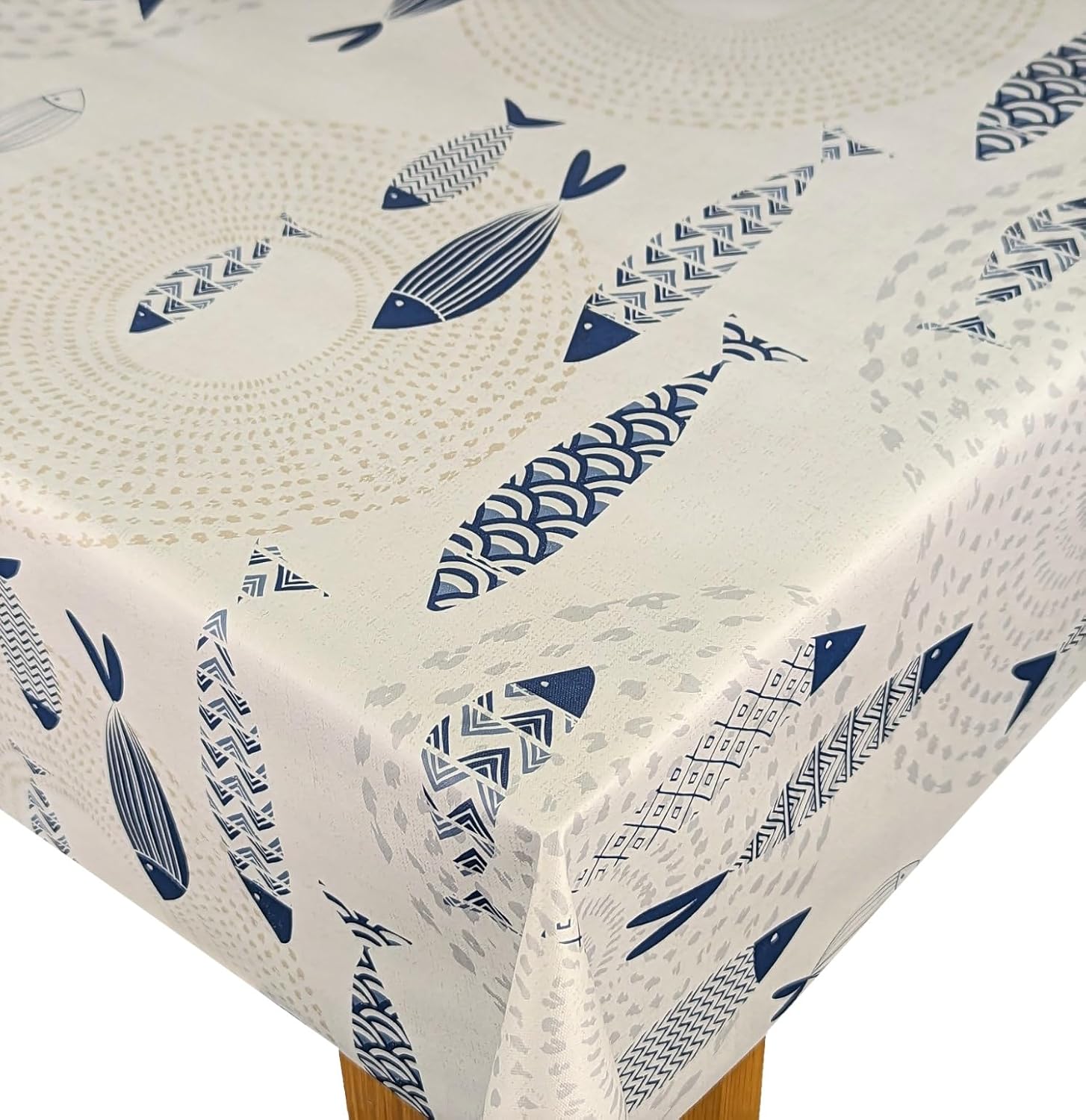 Karina Home Coastal Seaside Fish Blue Tex Wipe Clean Tablecloth Vinyl ...