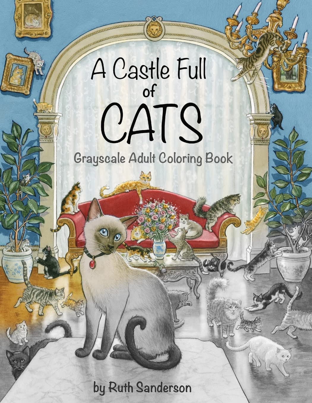 Amazon.com: A Castle Full of Cats: Grayscale Adult Coloring Book ...