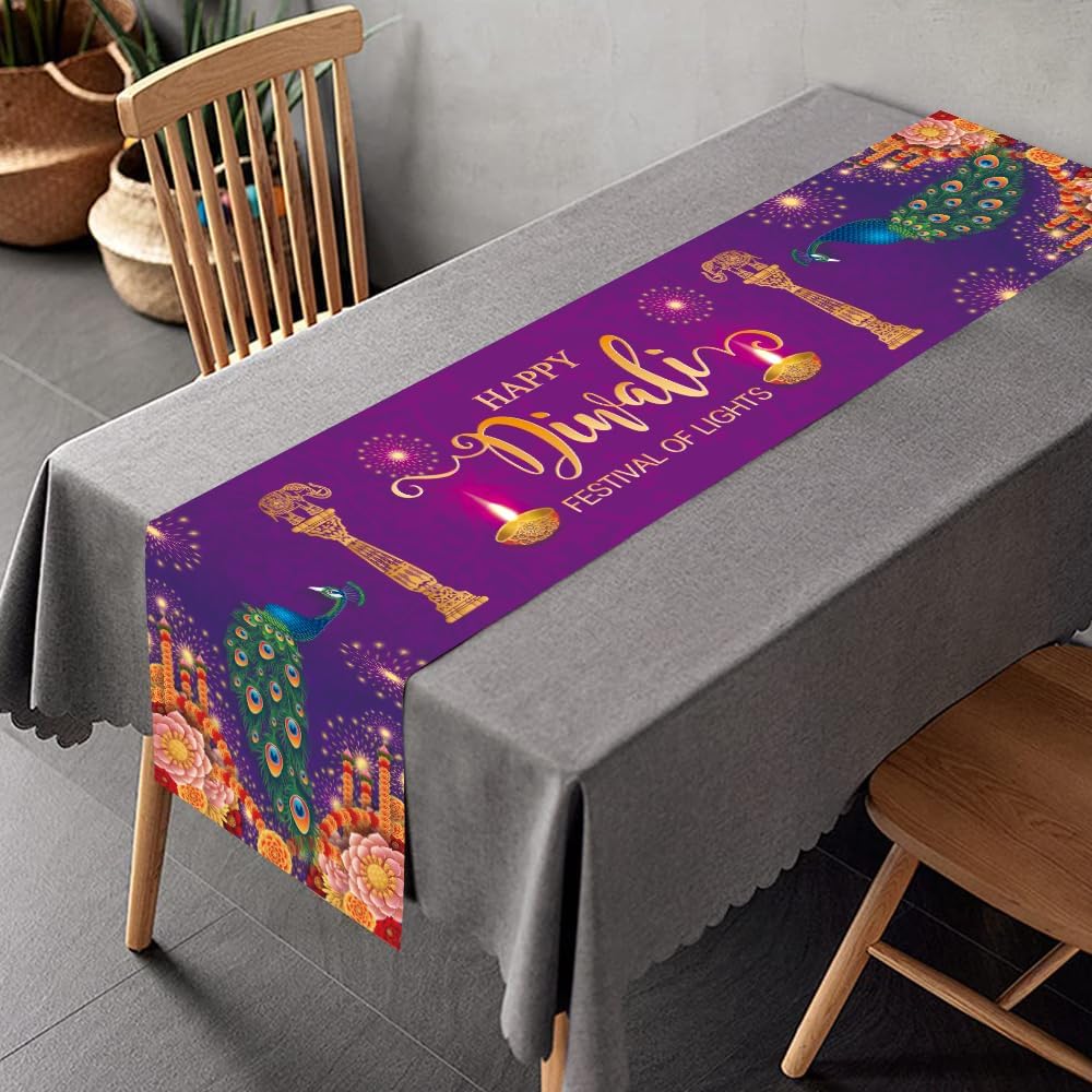 Amazon.com: KYMY Happy Diwali Table Runner with 70.8X13.8 inch ...