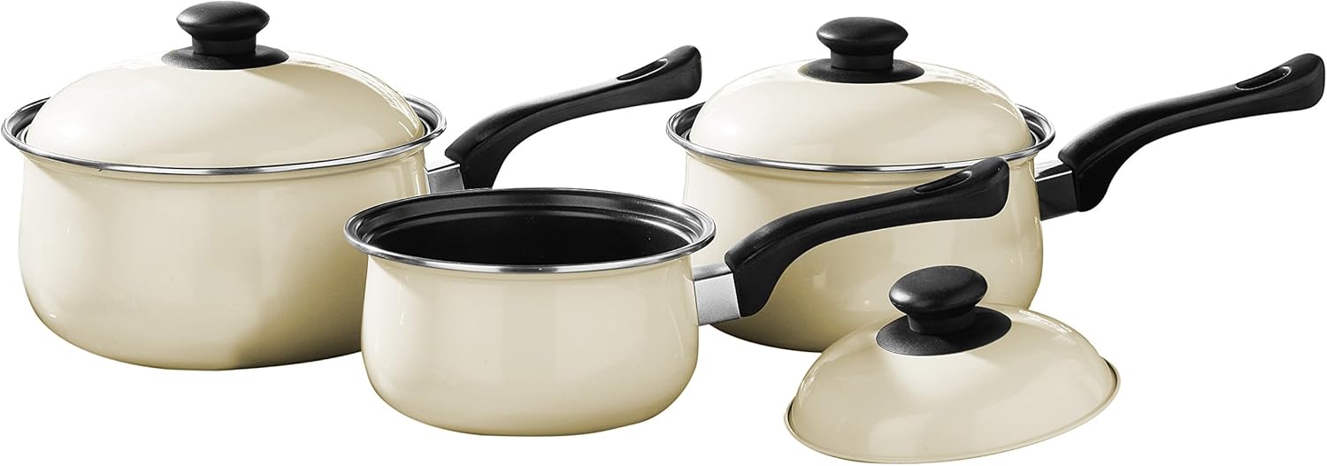 Premier Housewares Pots And Pans Sets Non Stick Set Of 3 Alloy Black ...
