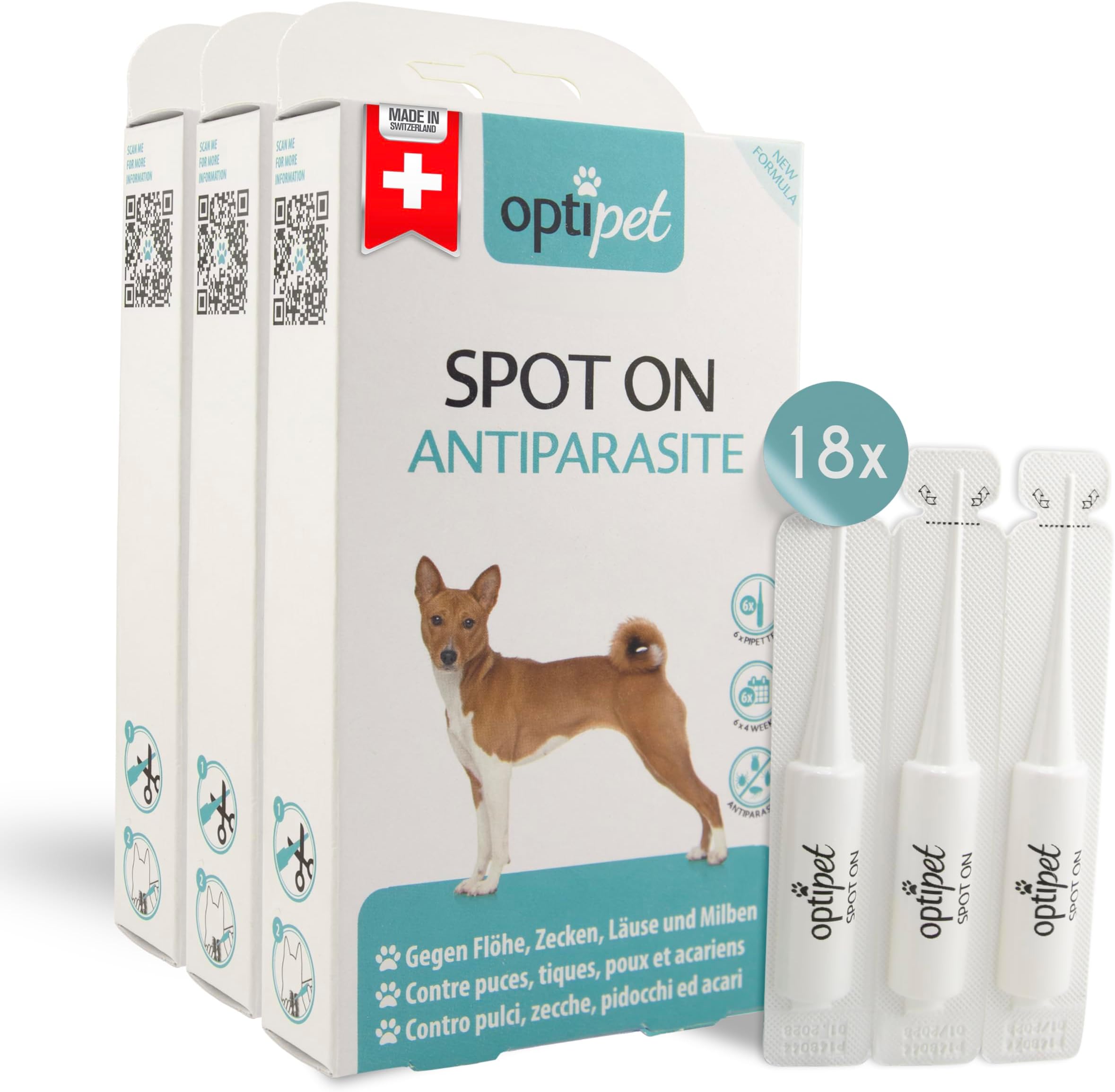 OptiPet Spot On 18x1ml Pipetten für Katzen, Hochwirksam bis zu 72 ...