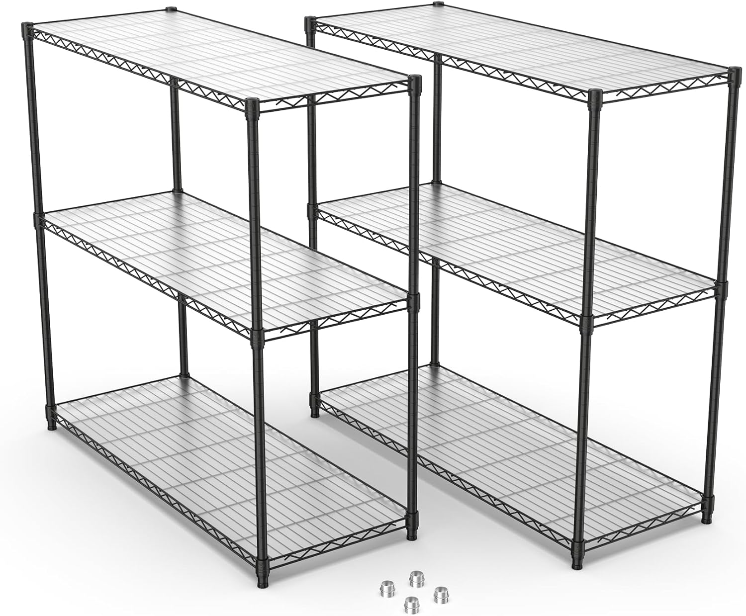 Amazon.com: Black 3 Tier NSF Metal Shelf Wire Shelving Unit - Set of 2 ...