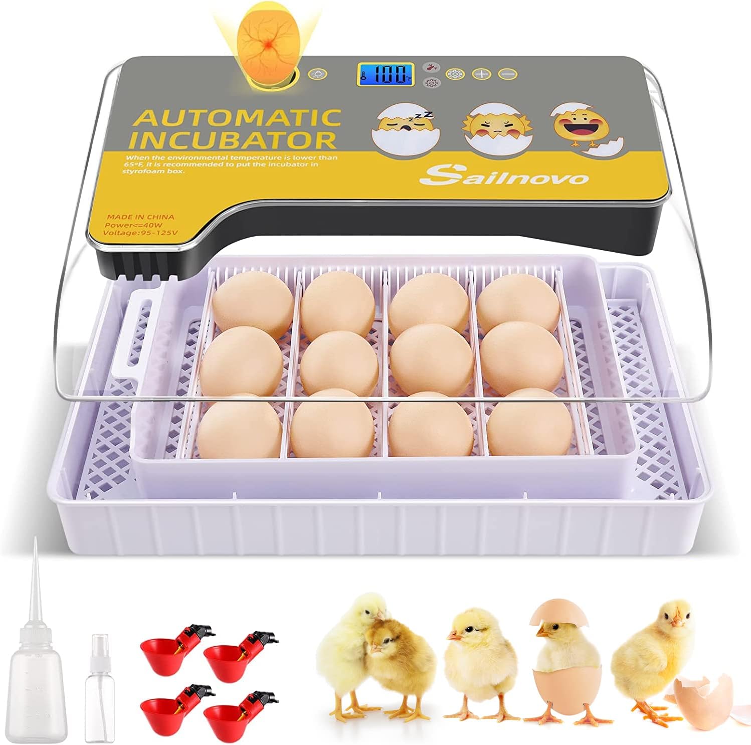 Amazon.com : Sailnovo Incubators for Hatching Eggs 12 Egg Incubator ...