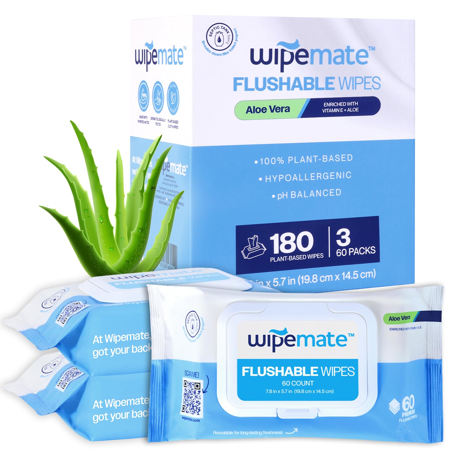 Amazon.com: Wipemate ULTRA Flushable Butt Wipes, Soothing Vitamin E ...