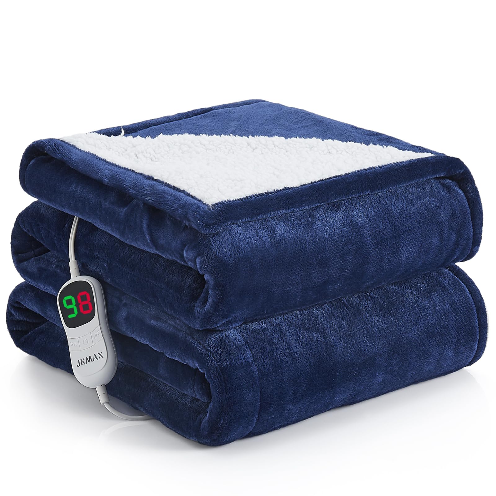 Snapklik.com : JKMAX 50"x60" Heated Throw Blanket - 10 Heat Settings