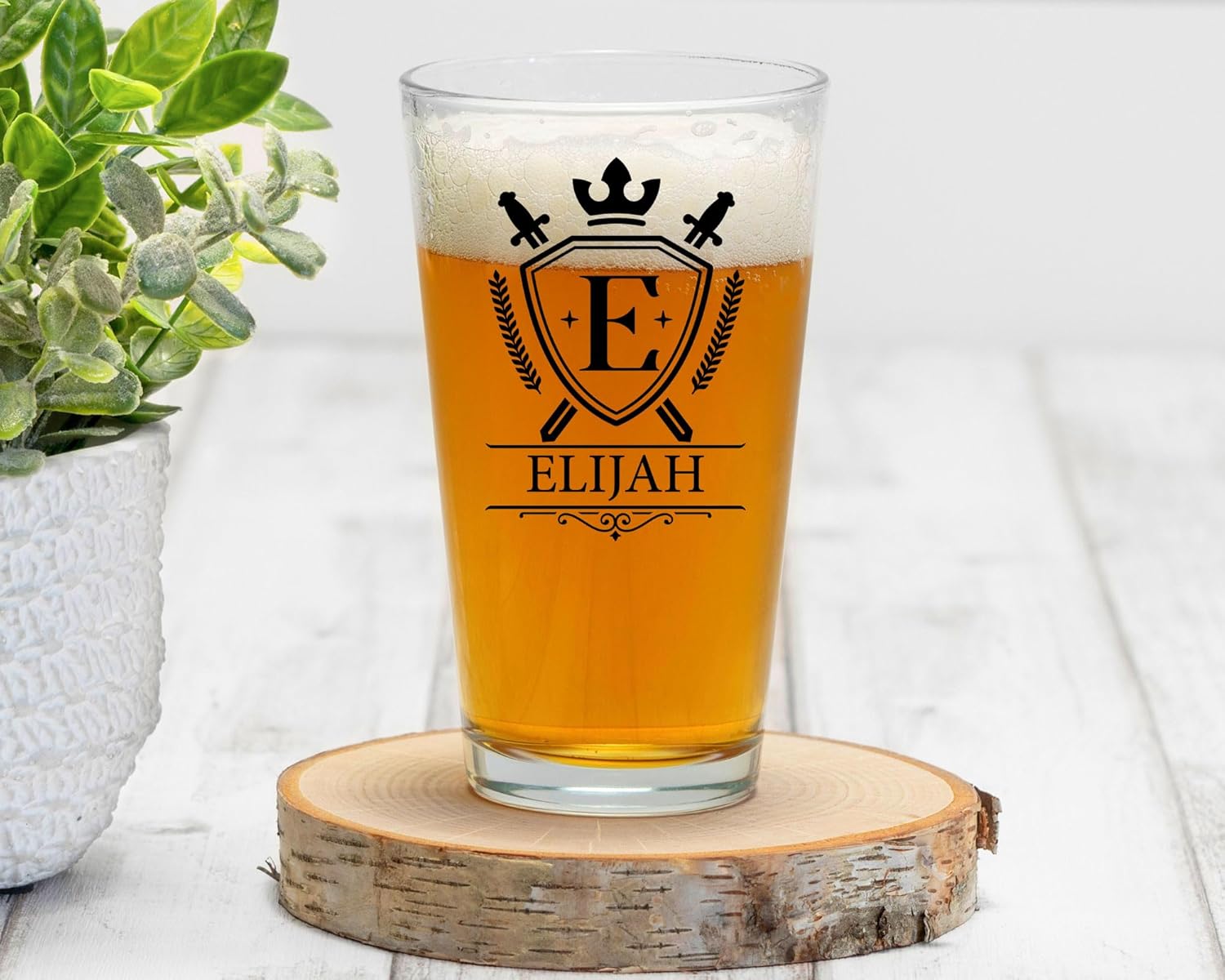 PREZZY Taza de cerveza personalizada con letra E, vasos de pinta ...