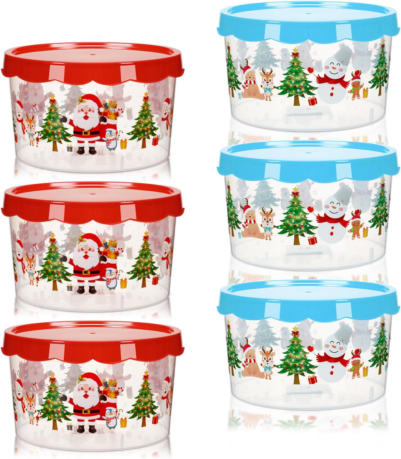 Amazon.com: Sliner 6 Pcs Christmas Cookie Containers Holiday Plastic ...