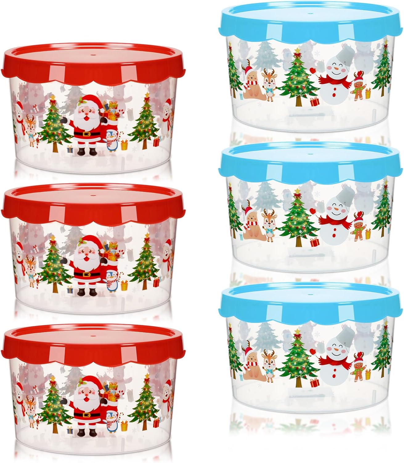 Amazon.com: Sliner 6 Pcs Christmas Cookie Containers Holiday Plastic ...