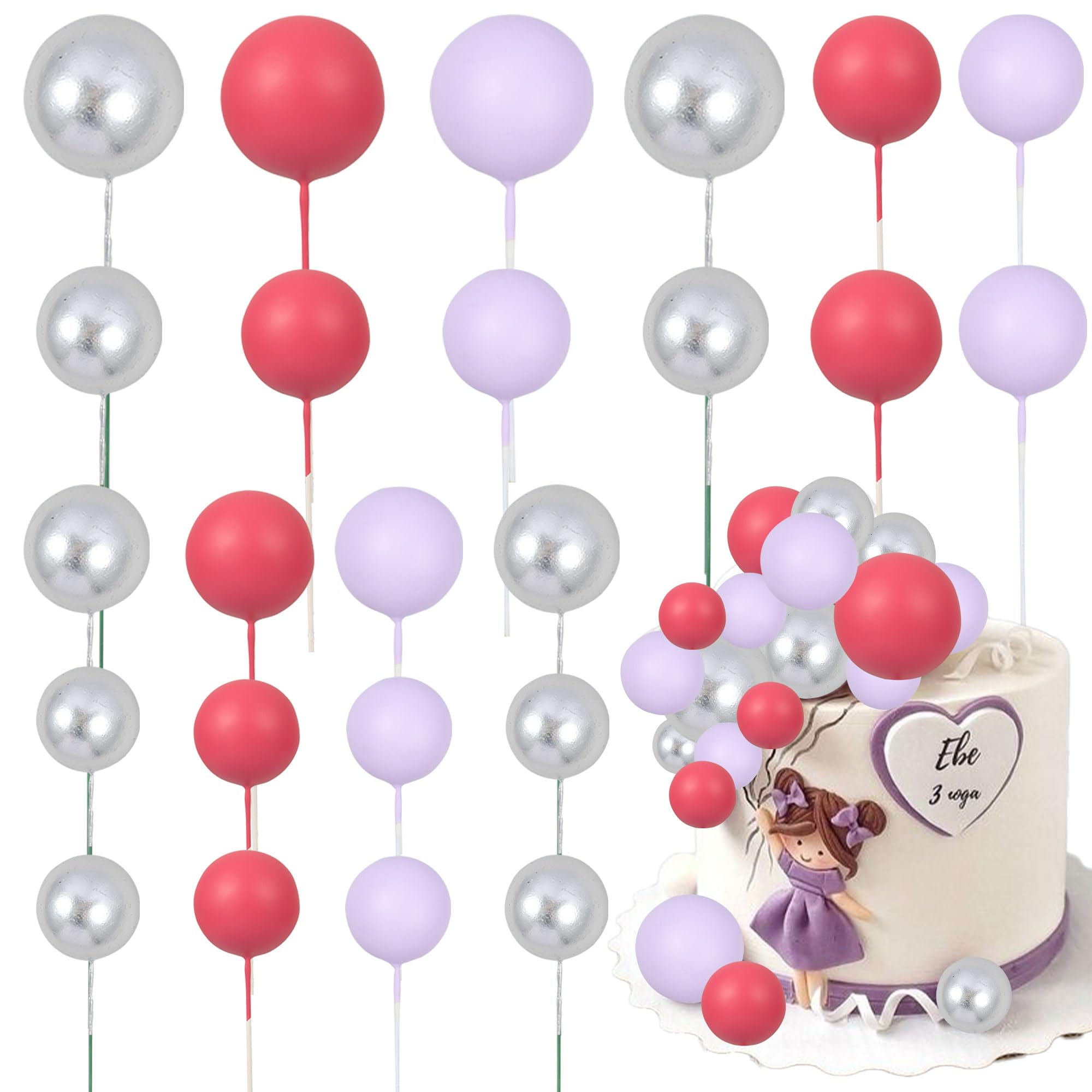 Snapklik.com : 30Pcs Balls Cake Toppers Ball Cake Picks Ball Cupcake ...