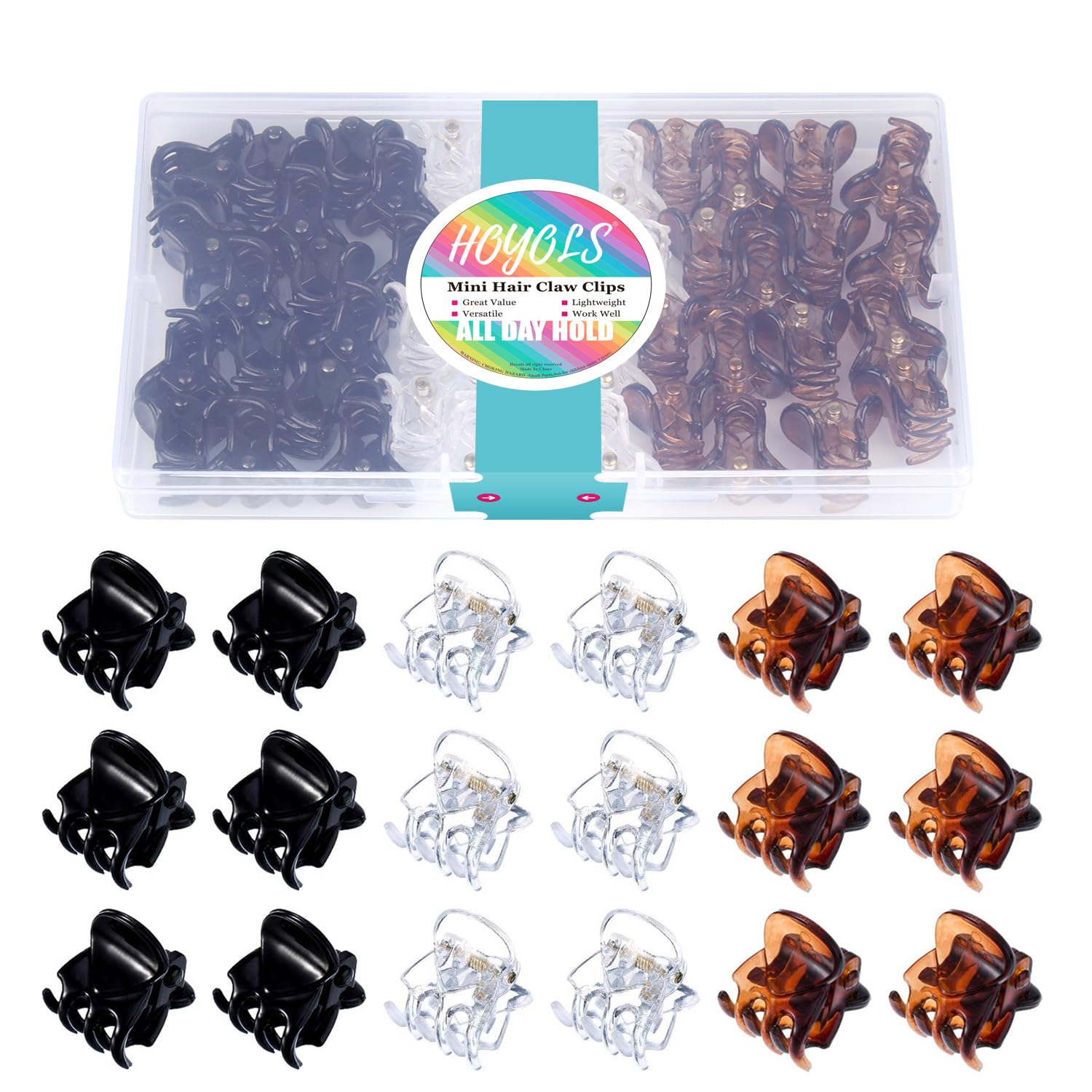 Hoyols 48pcs Mini Hair Clips, Small Hair Claw Clip for Women Girls ...