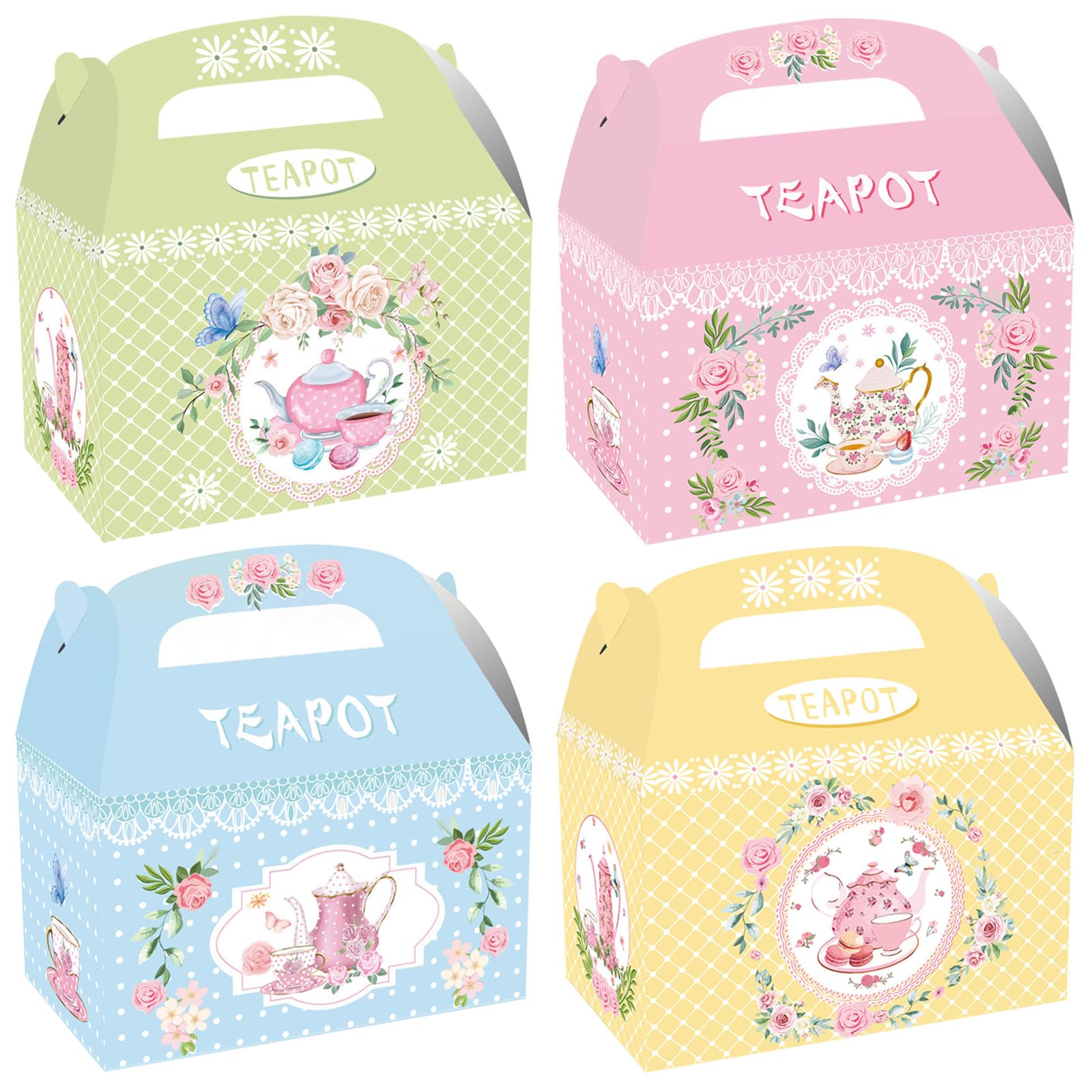 Amazon.com: CIEOVO 24 Pack Floral Tea Party Cardboard Treat Box Vintage ...