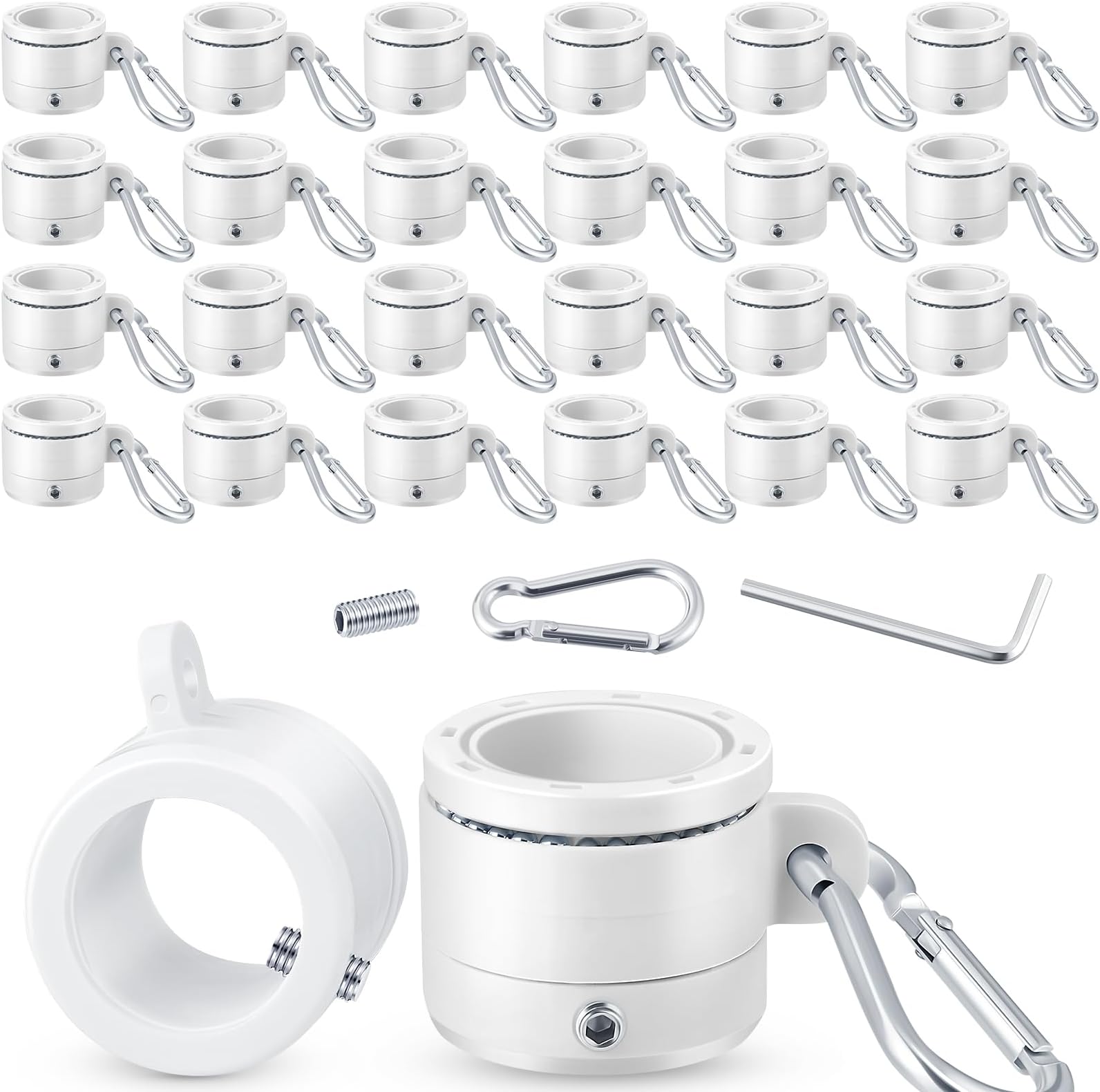 Amazon.com : Kigley 24 Pcs Plastic Flag Pole Rings with Bearings 360 ...