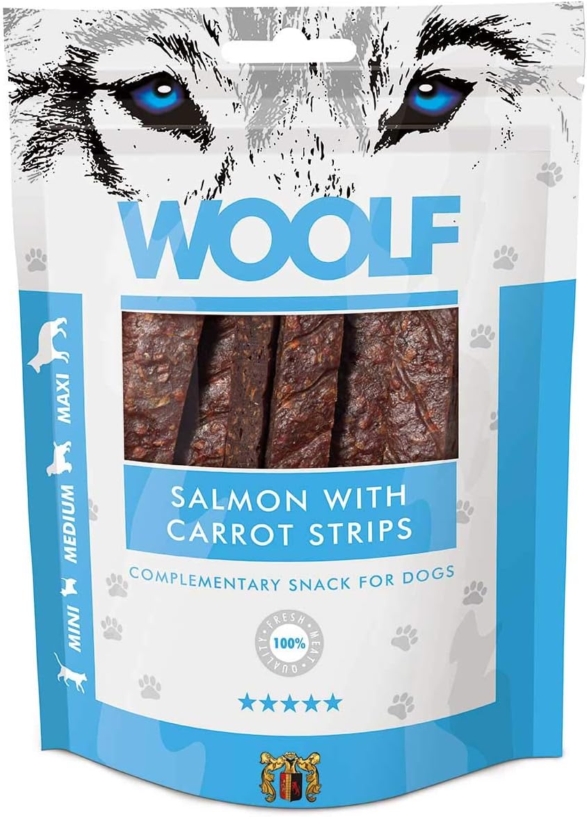WOOLF Salmon sandwiches and carrots 100g – Snacks for dogs – BigaMart