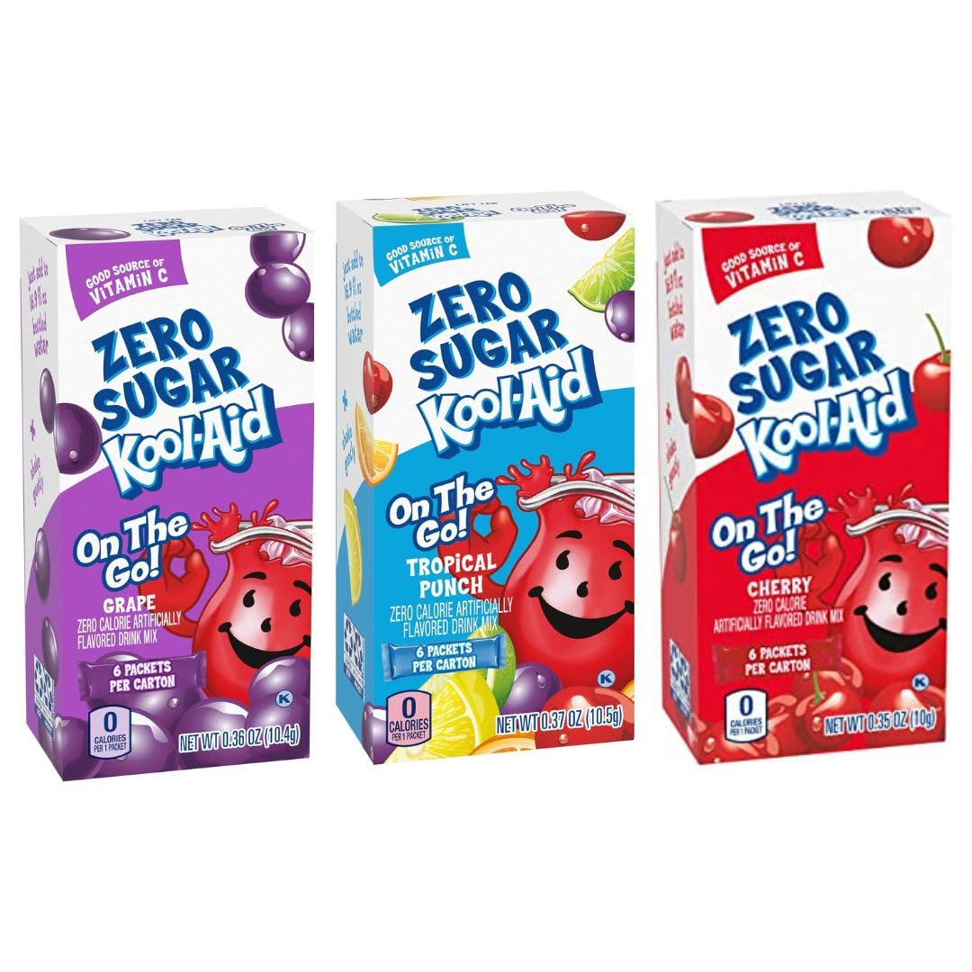 Amazon.com : Kool-Aid Zero Sugar - 6 Pack - 3 Boxes - 18 Packets ...