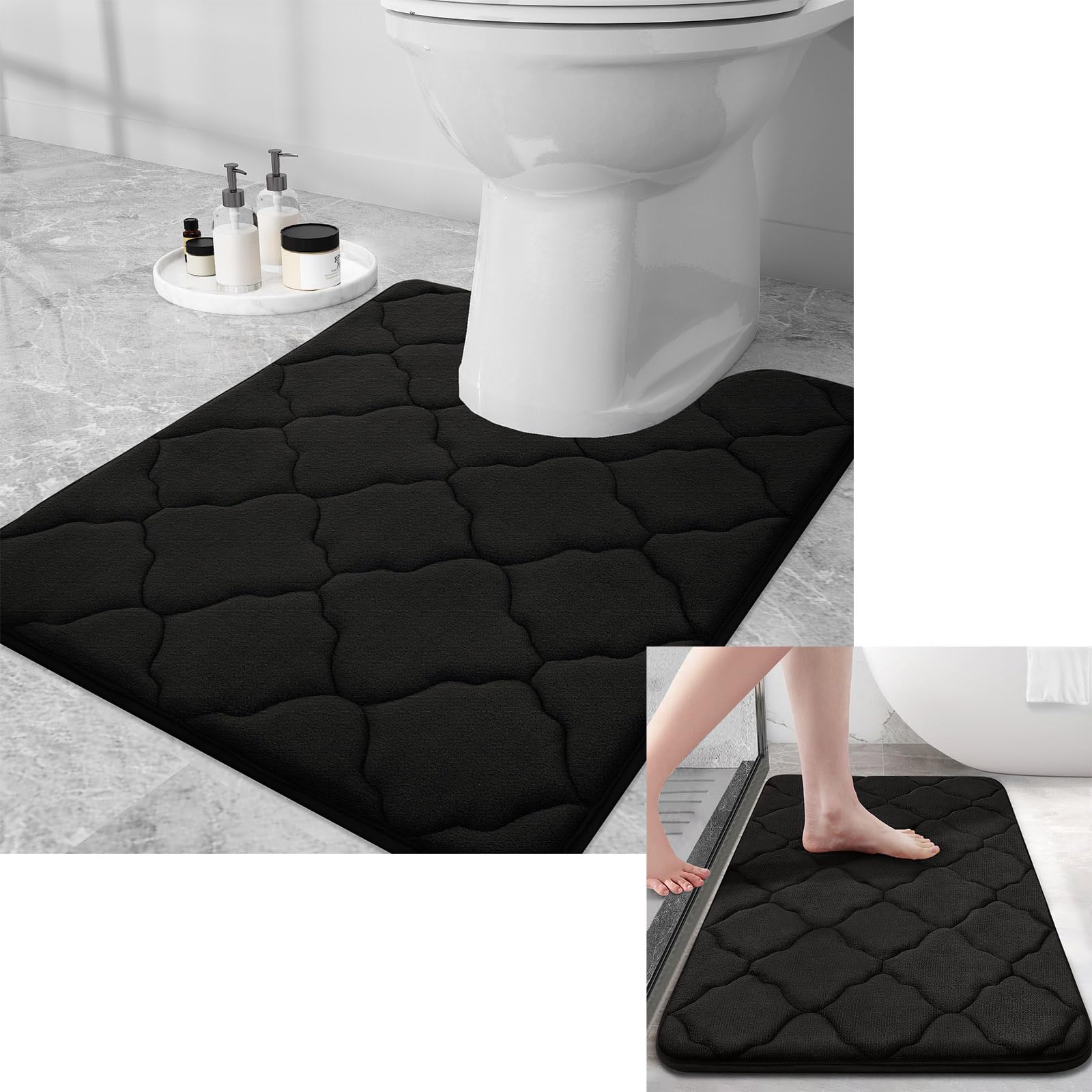 Amazon.com: OLANLY Memory Foam Bath Rug and Toilet Rug U-Shaped, Bath ...
