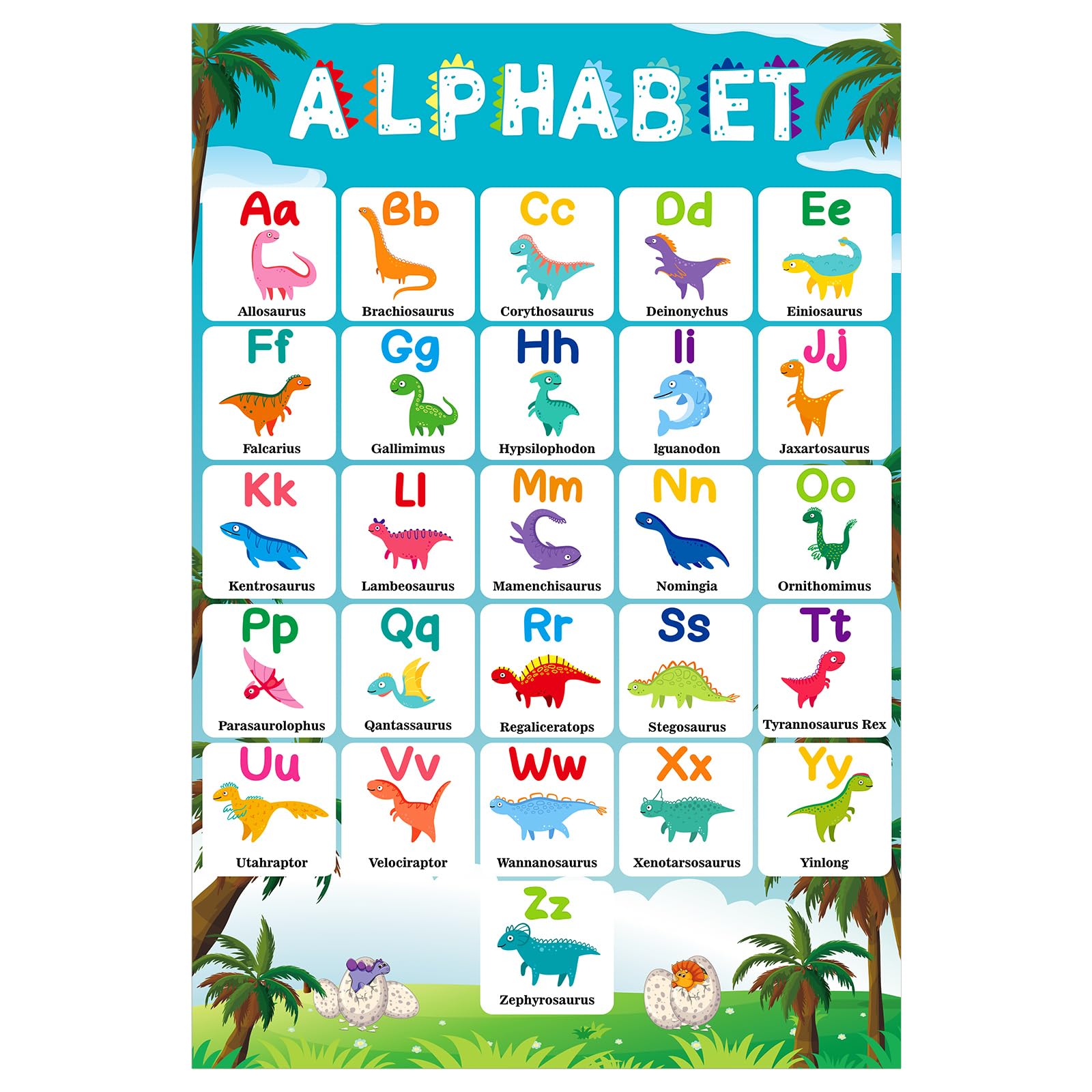 D4DREAM Dinosaur Alphabet Poster for Classroom Wall 11"x 17"ABC Chart ...