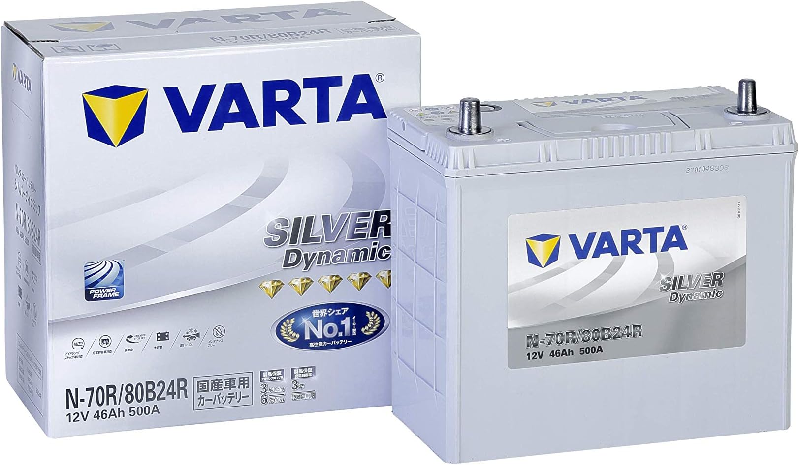 Amazon.co.jp: VARTA N-70R/80B24R Silver Dynamic Japanese Car Battery ...