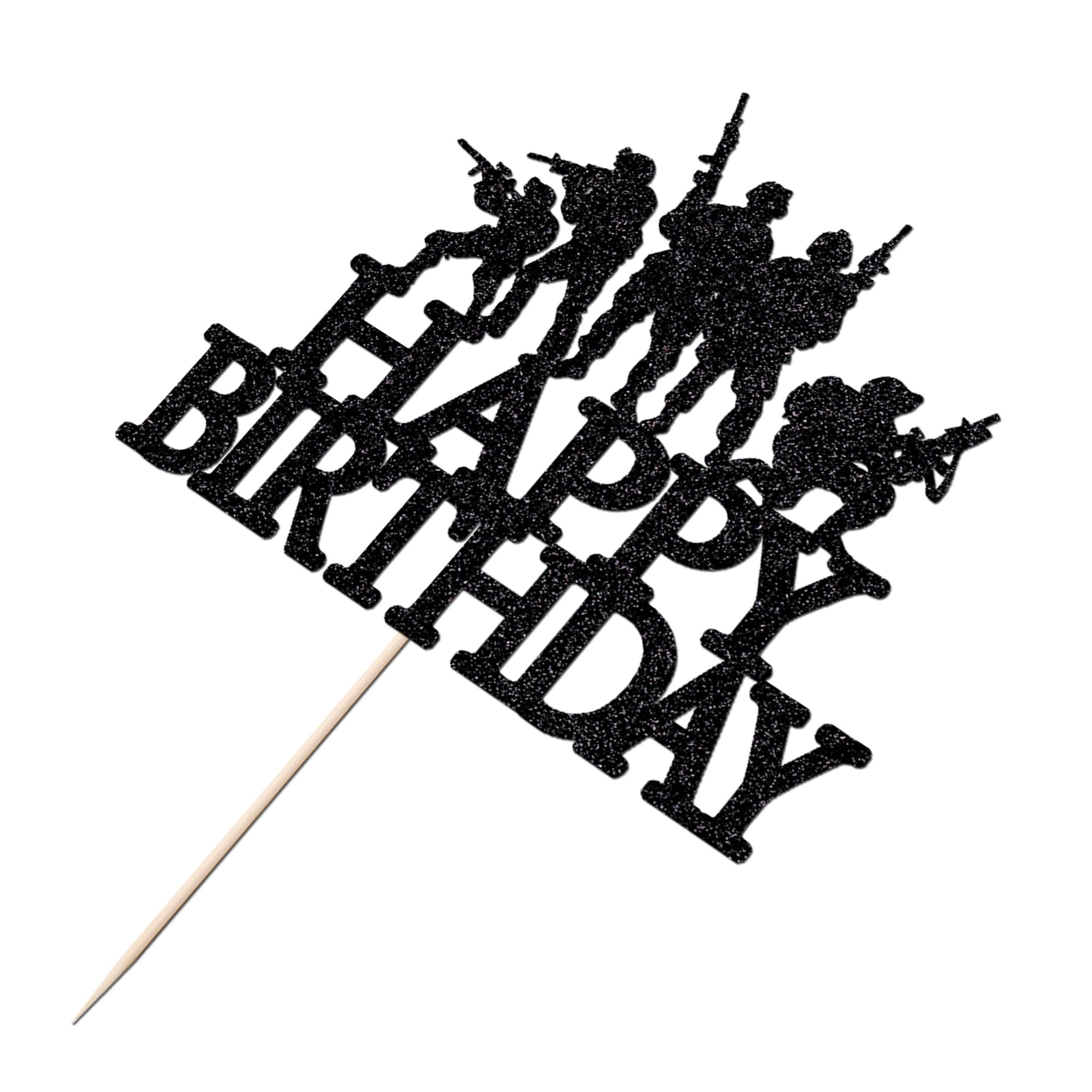 Snapklik.com : Naicaek Black Glitter Happy Birthday Cake TopperSoldier ...