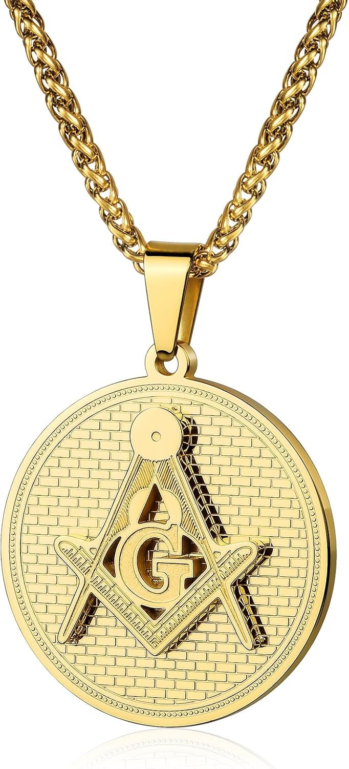 AMITER Masonic Necklace for Men, 20’’ 22’’ 24’’ 28’’ Chain Necklace for ...