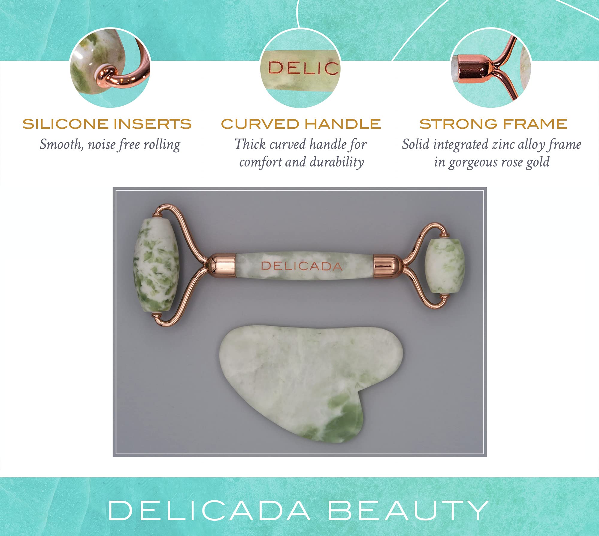 Buy Jade Roller and Gua Sha Set - Jade Roller & Gua Sha Stone, Elegant ...