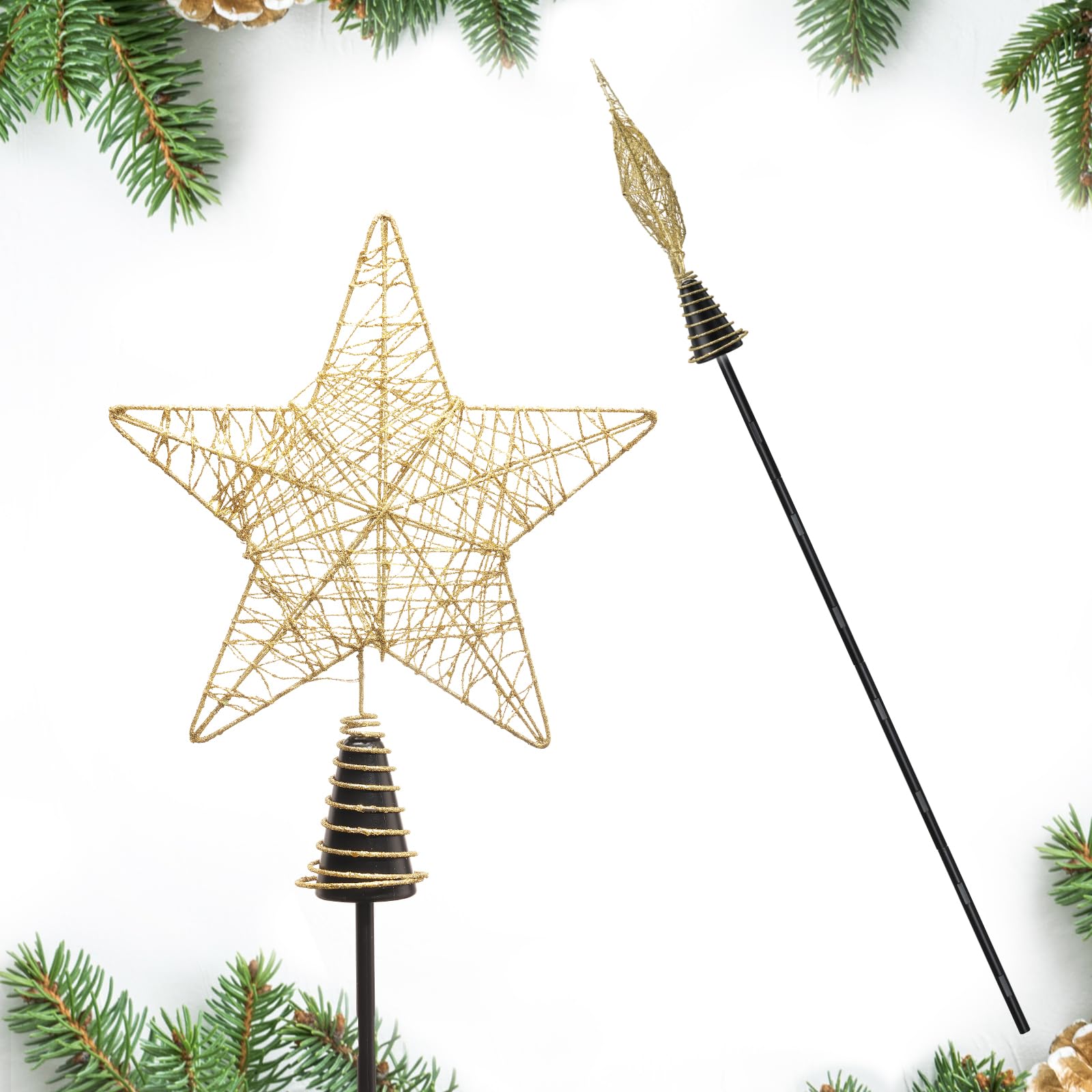 Amazon.com: Christmas Tree Topper, 9 Inch Star Tree Topper with Holder ...