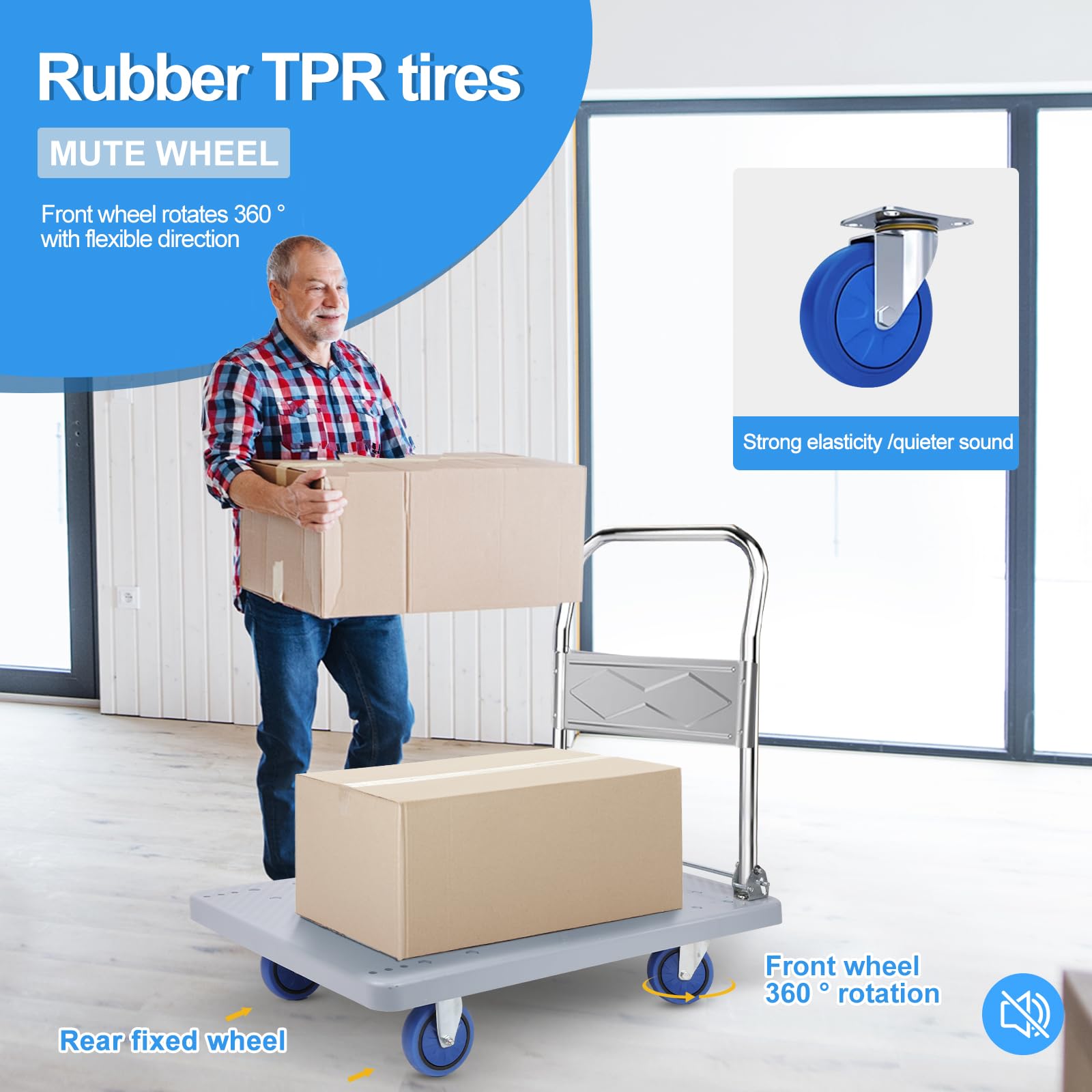 Snapklik.com : Terkoos Foldable Push Hand Cart, 500lb Weight Capacity ...