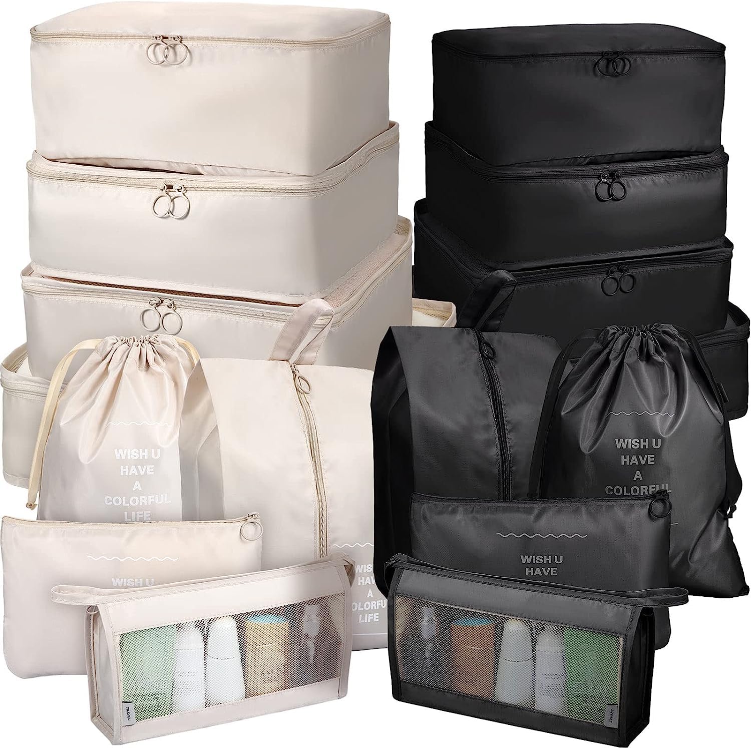 DAWNTREES 2 Set 9Pcs Packing Cubes for Travel, Luggage Suitcase ...