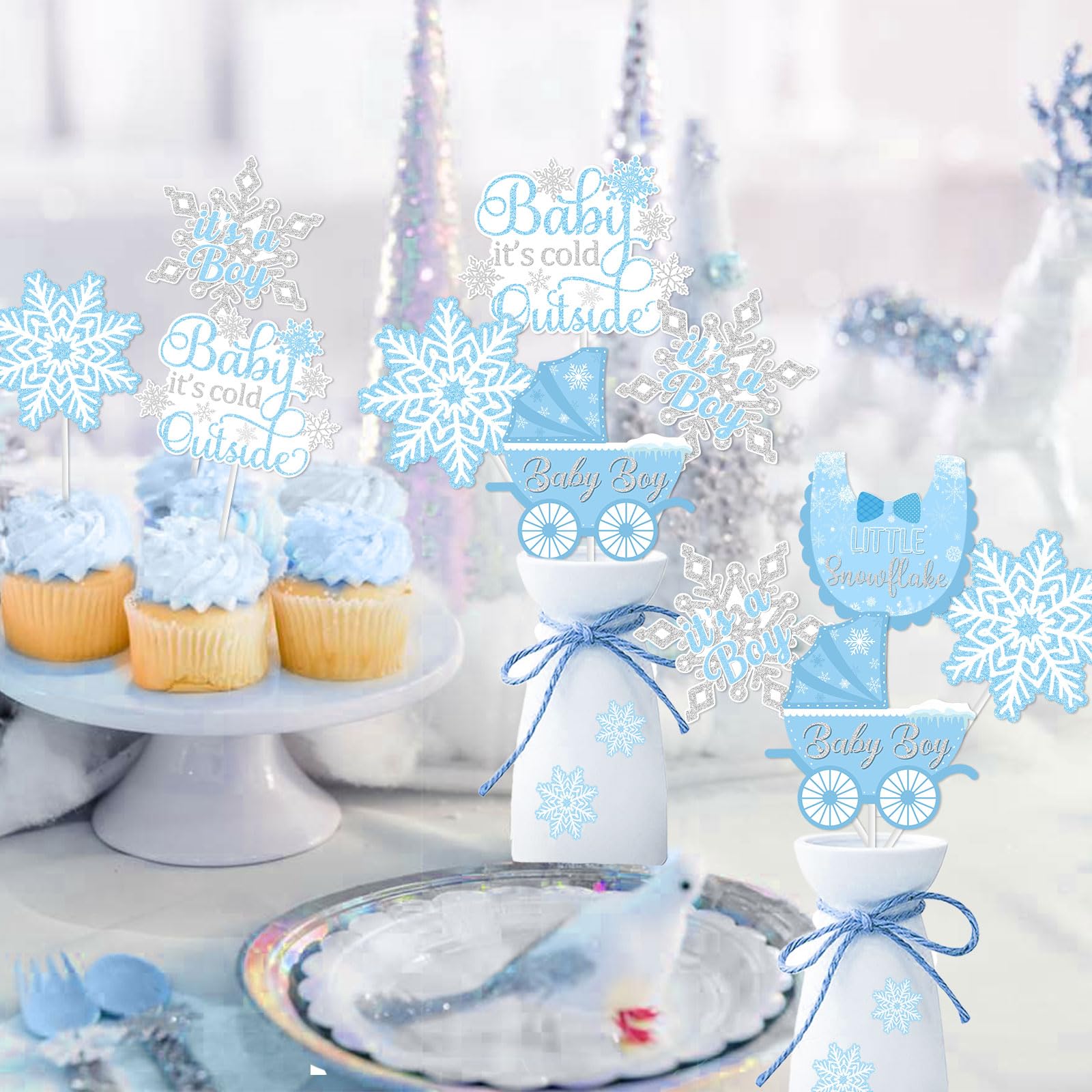 Centros De Mesa Para Baby Shower Con Temática De Invierno