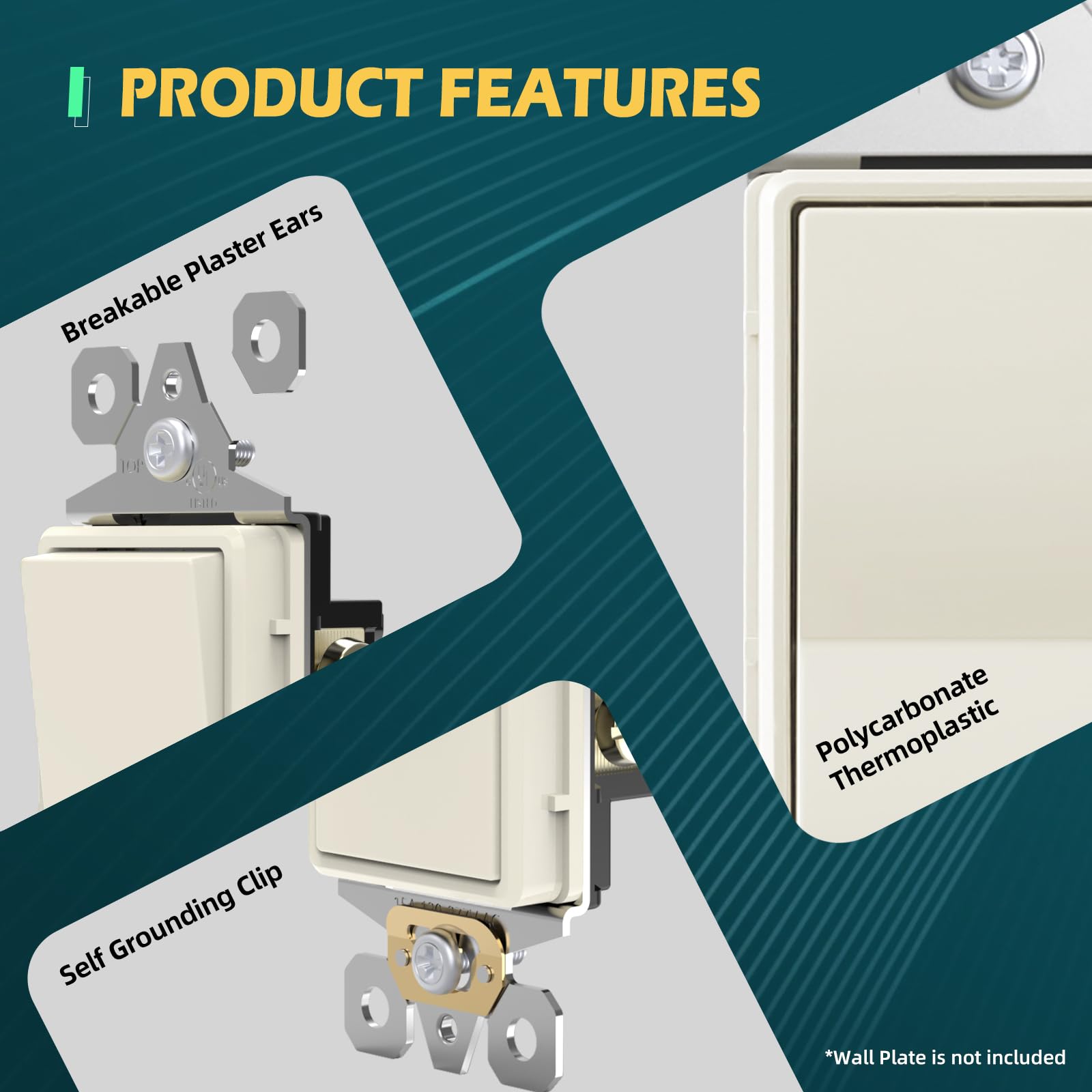 Snapklik.com : Decorator Paddle Light Switch, 3-Way Wall Rocker Switch ...