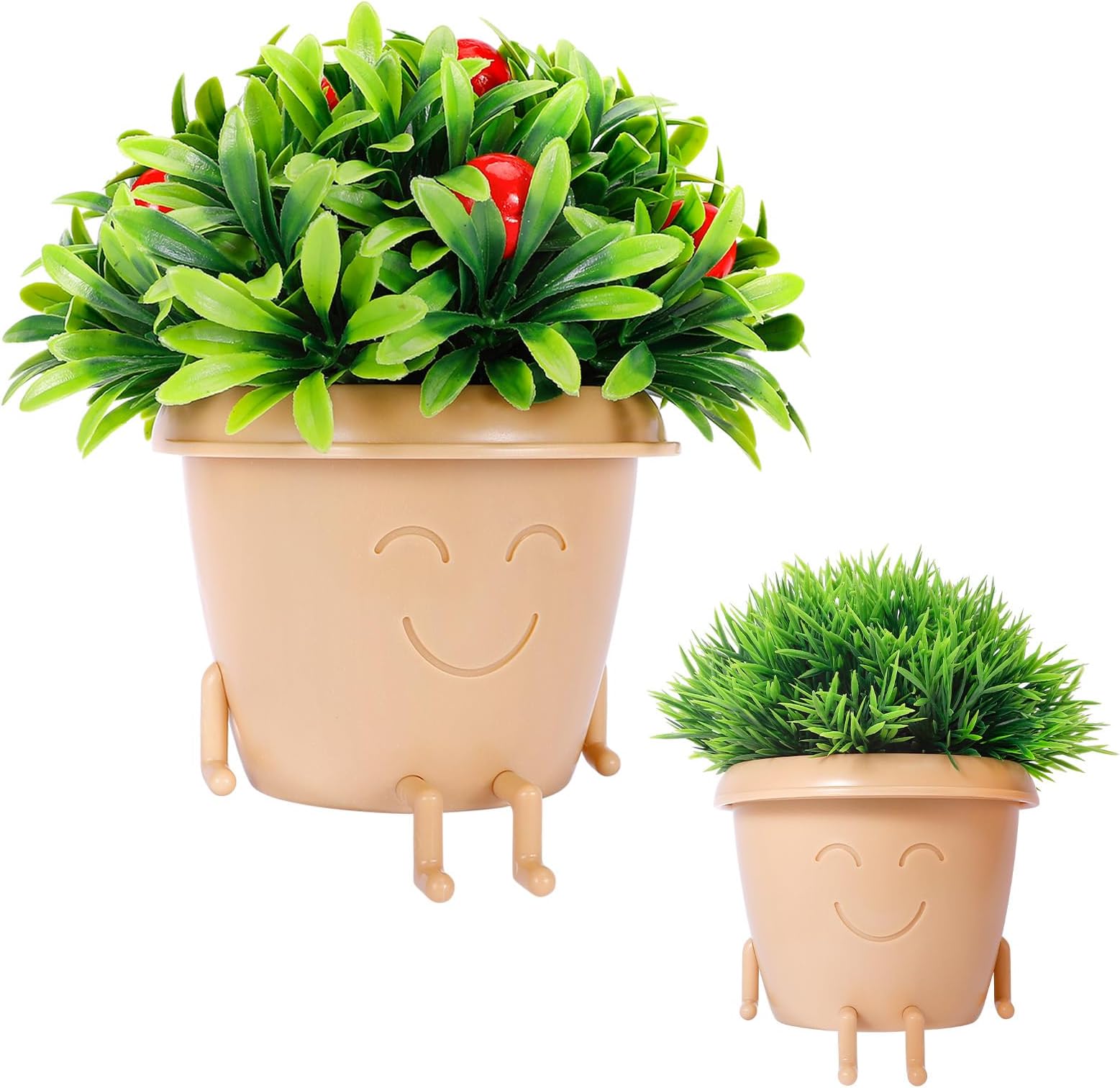 Amazon.com: NBBGJU Cute Flower Pots, 2 Pack Smile Face Plant Pots, 3.5 ...