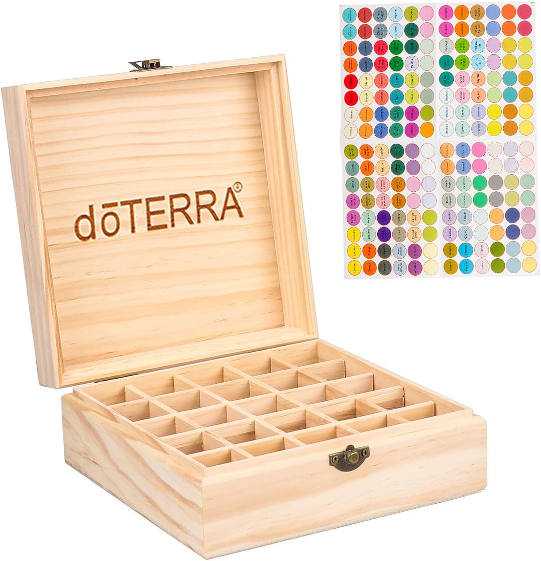 Essential Oil Wooden Storage Box Bamboo Holds 25 5ml,10ml, 15ml Bottles ...