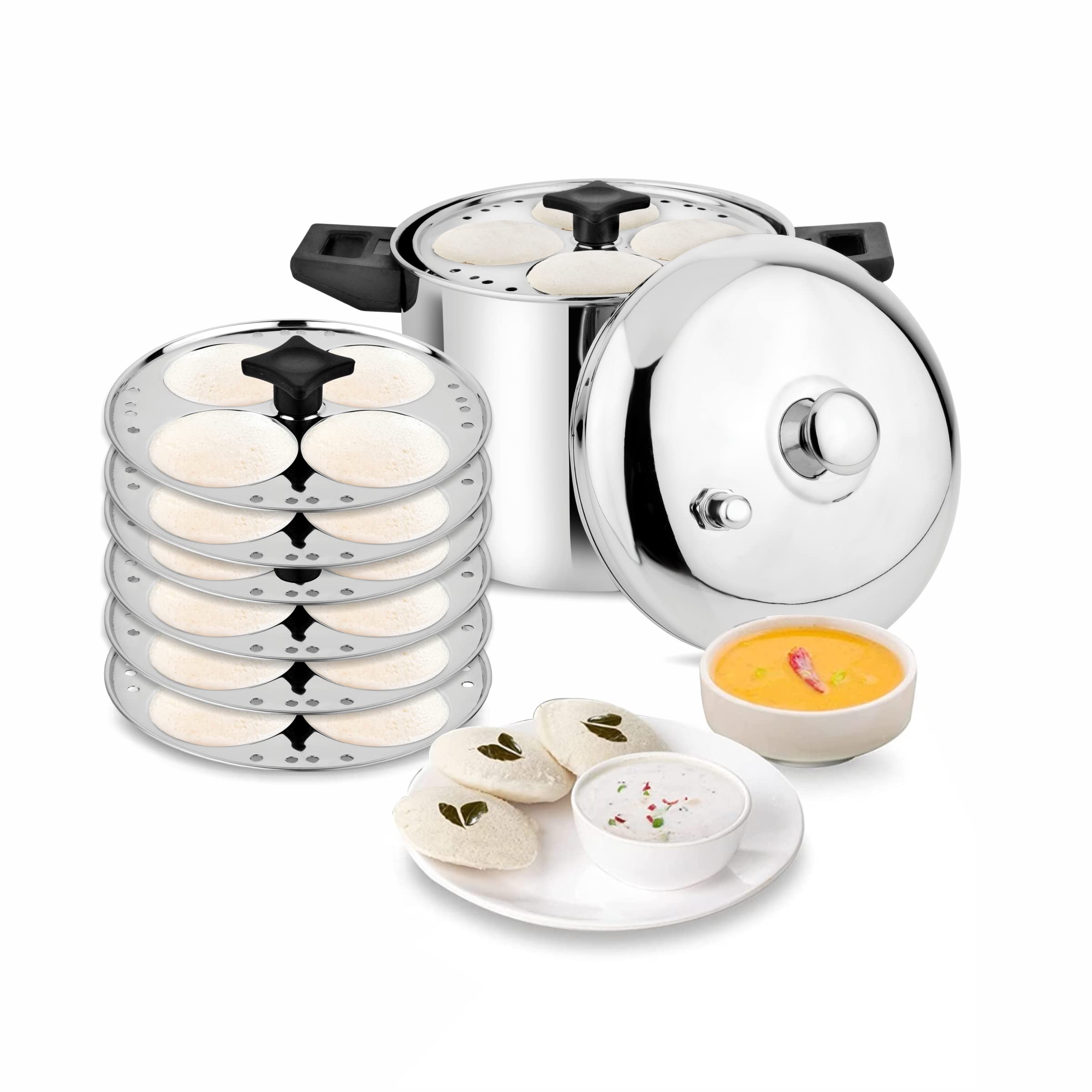 Buy VARCHAS Stainless Steel Idli Cooker with 6 Plates 24 Idlis | Idly ...