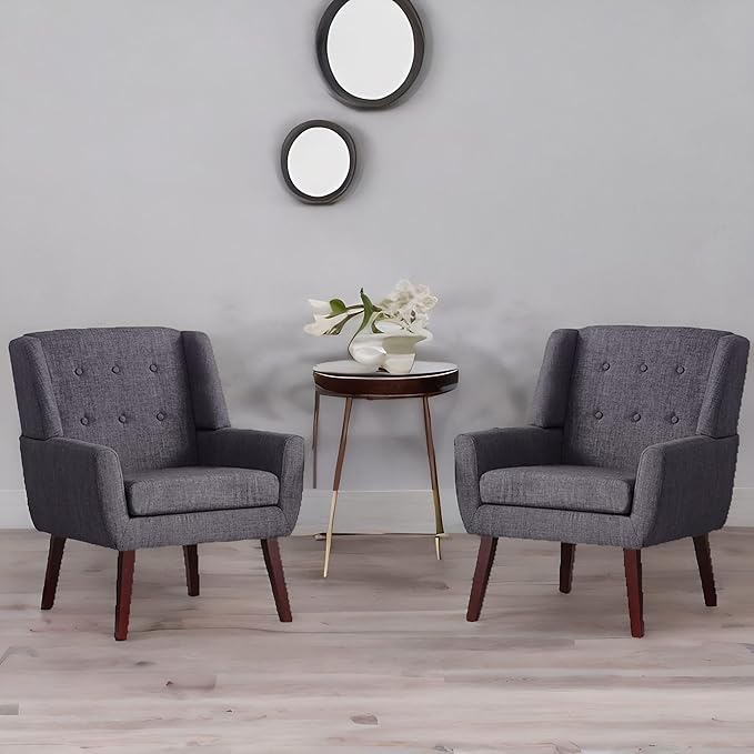 Amazon.com: HUIMO Button-Tufted Accent Chairs Set of 2,Upholstered ...