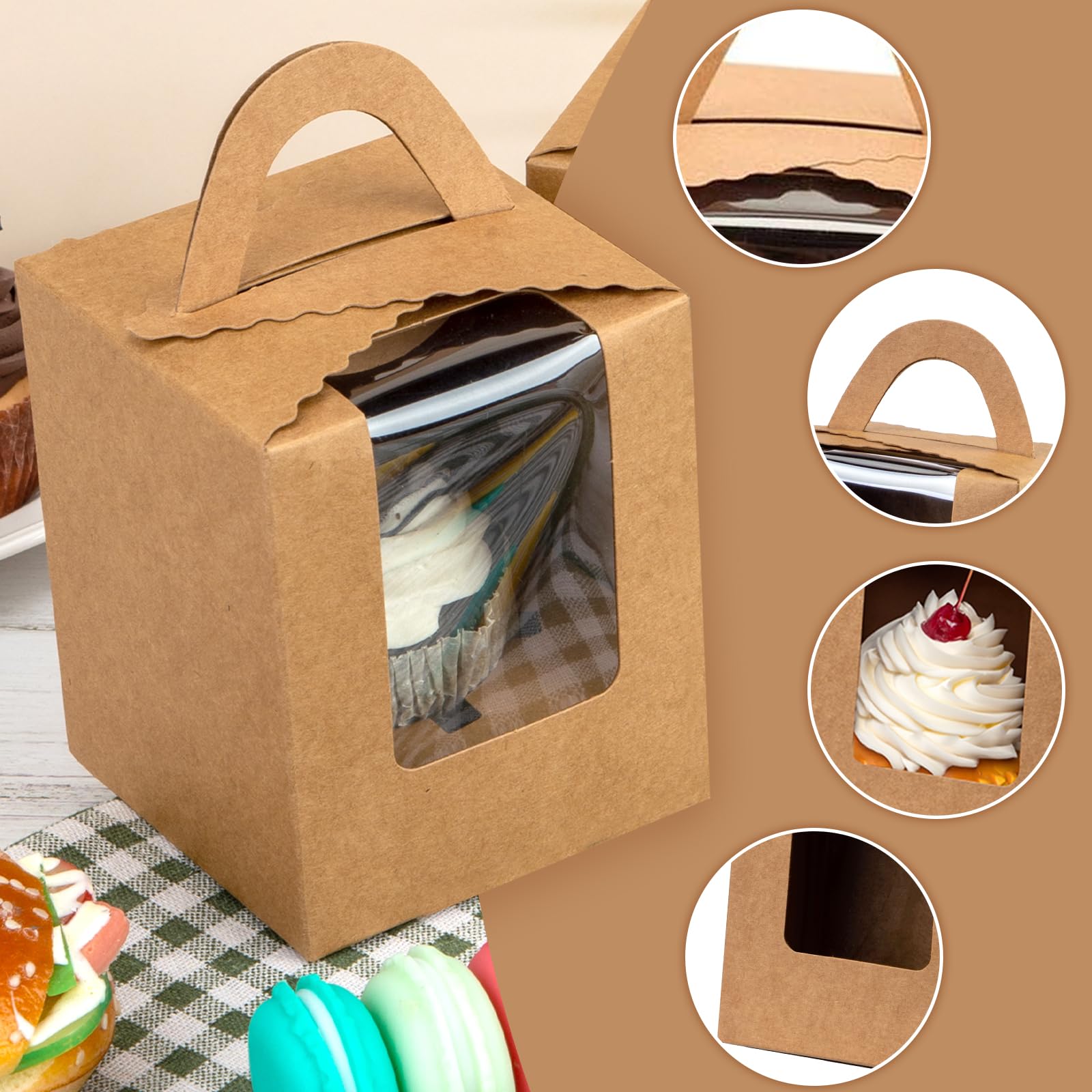 Snapklik.com : VGOODALL 30PCS Kraft Cupcake Boxes, Cupcake Carrier