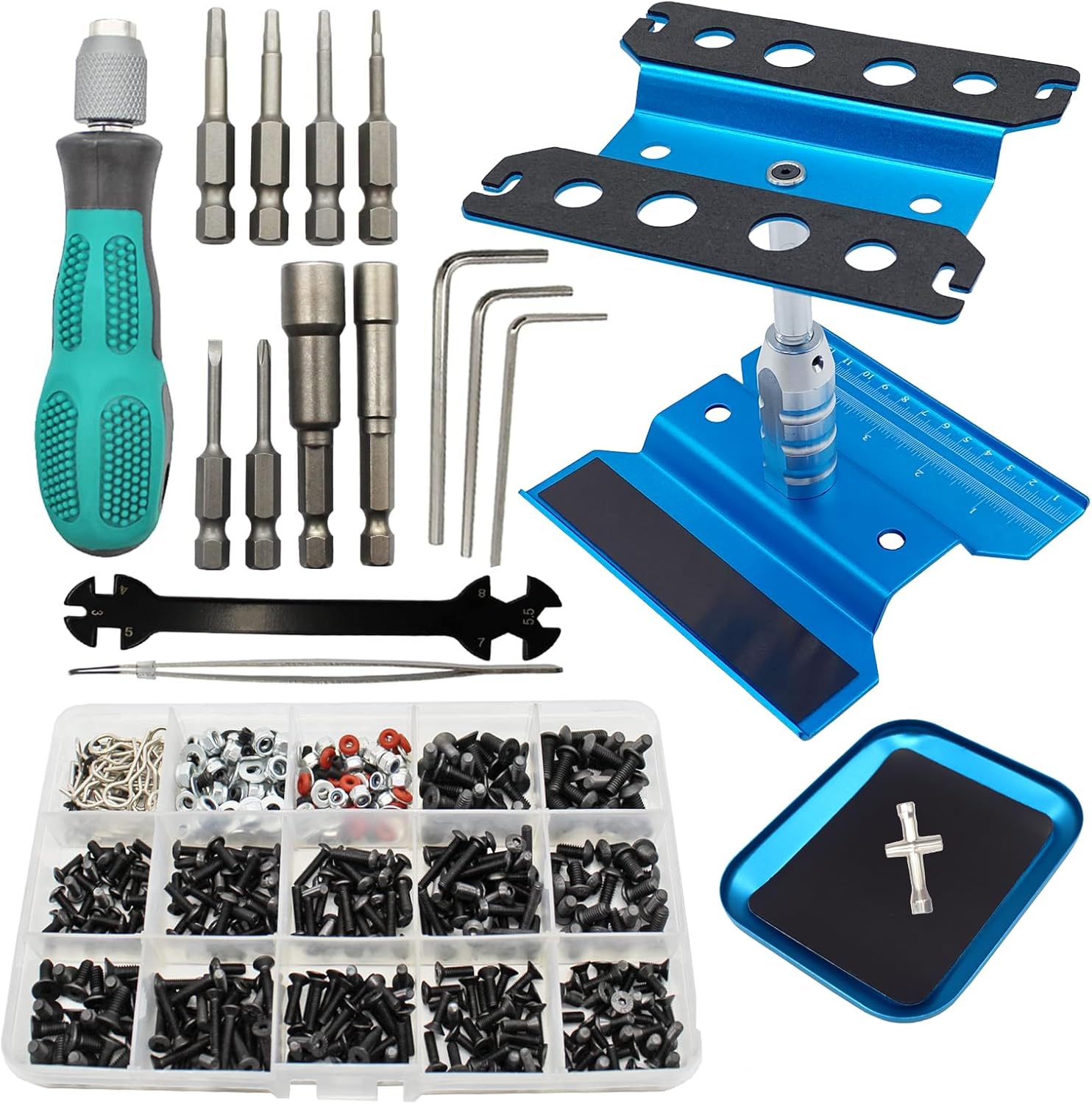 Amazon.com: RC Car Repair Work Stand Repair Tool Set 360 Degree ...