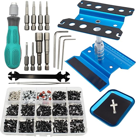 Amazon.com: RC Car Repair Work Stand Repair Tool Set 360 Degree ...