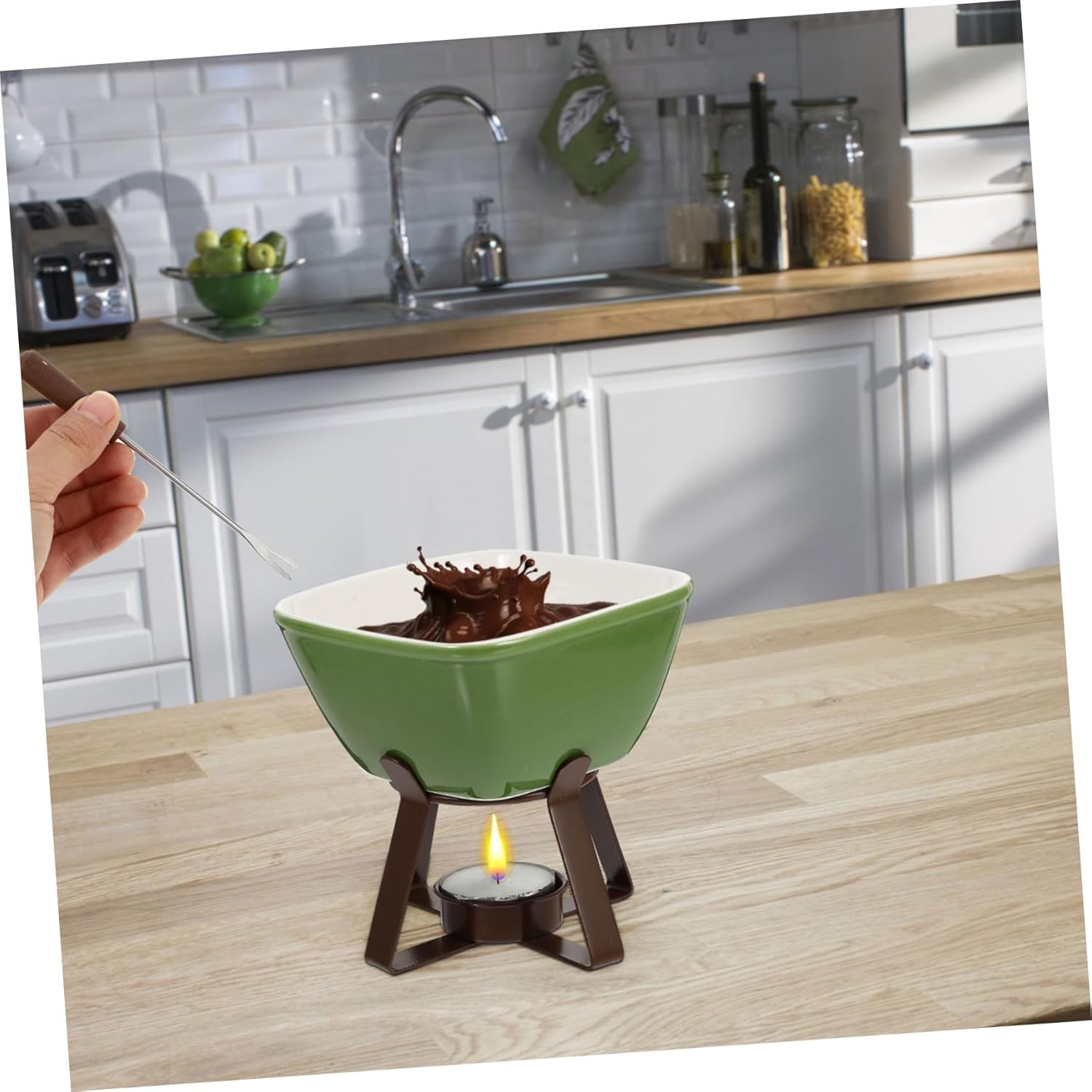 TIDTALEO 1 Set Melting Pot Pottery Fondue Pot Fondue Dipping Forks ...