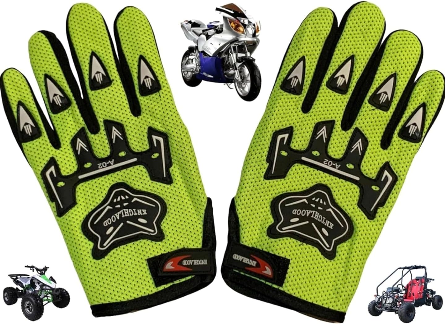 Amazon.com: MINO Gloves (Lime Green) Teens Youth Size Large ATV Quad ...
