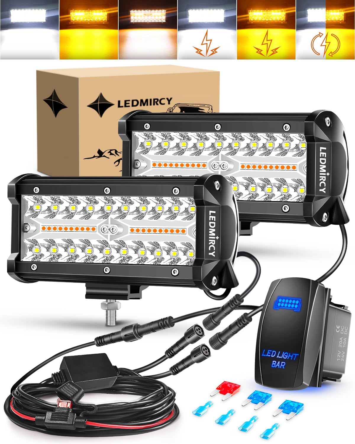 Amazon.com: Zmoon Led Light Bar,7 Inch Led Fog Light Off Road Lights ...