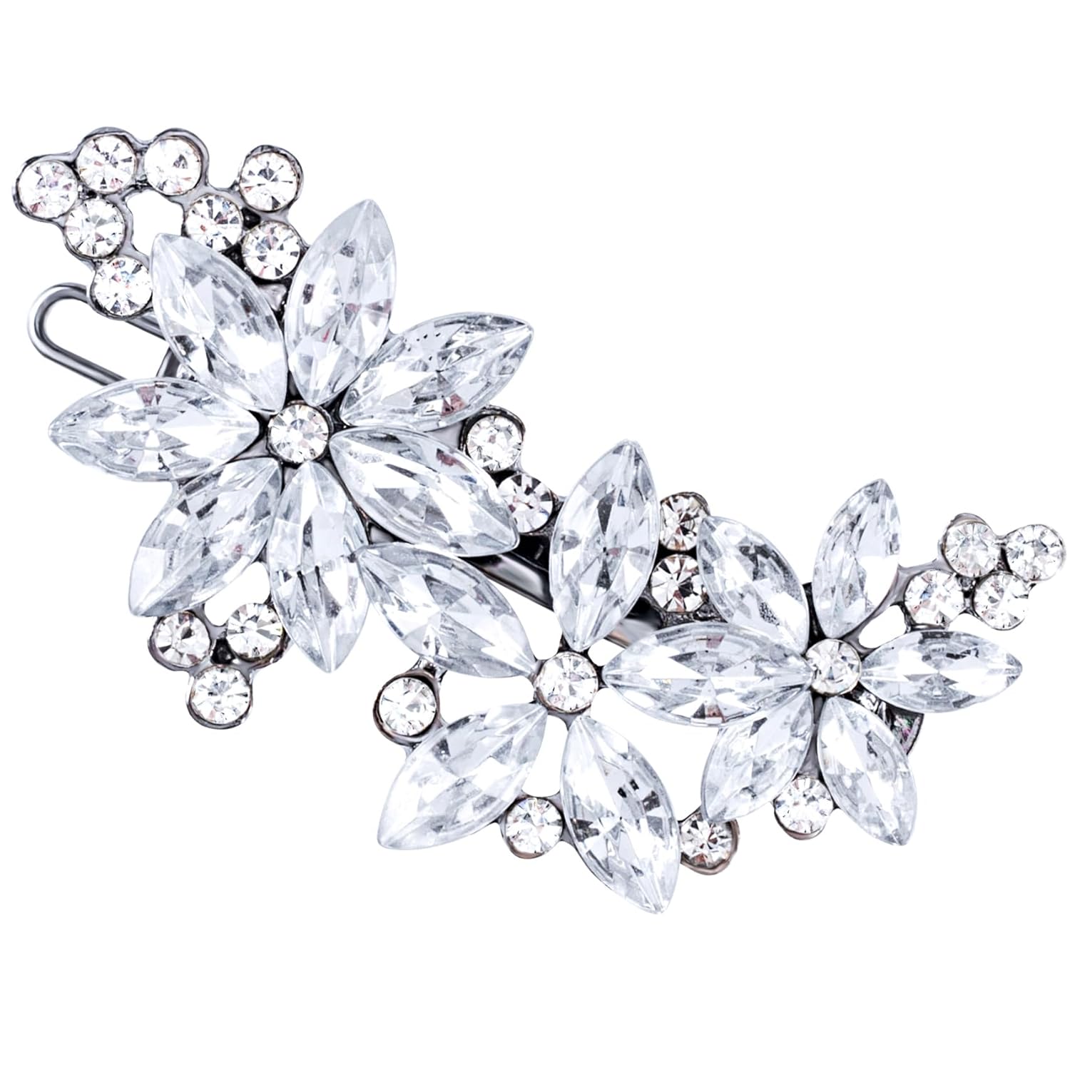 Amazon.com : Isslly Rhinestone Flower Hair Clip, Sparkle Silver Bridal ...
