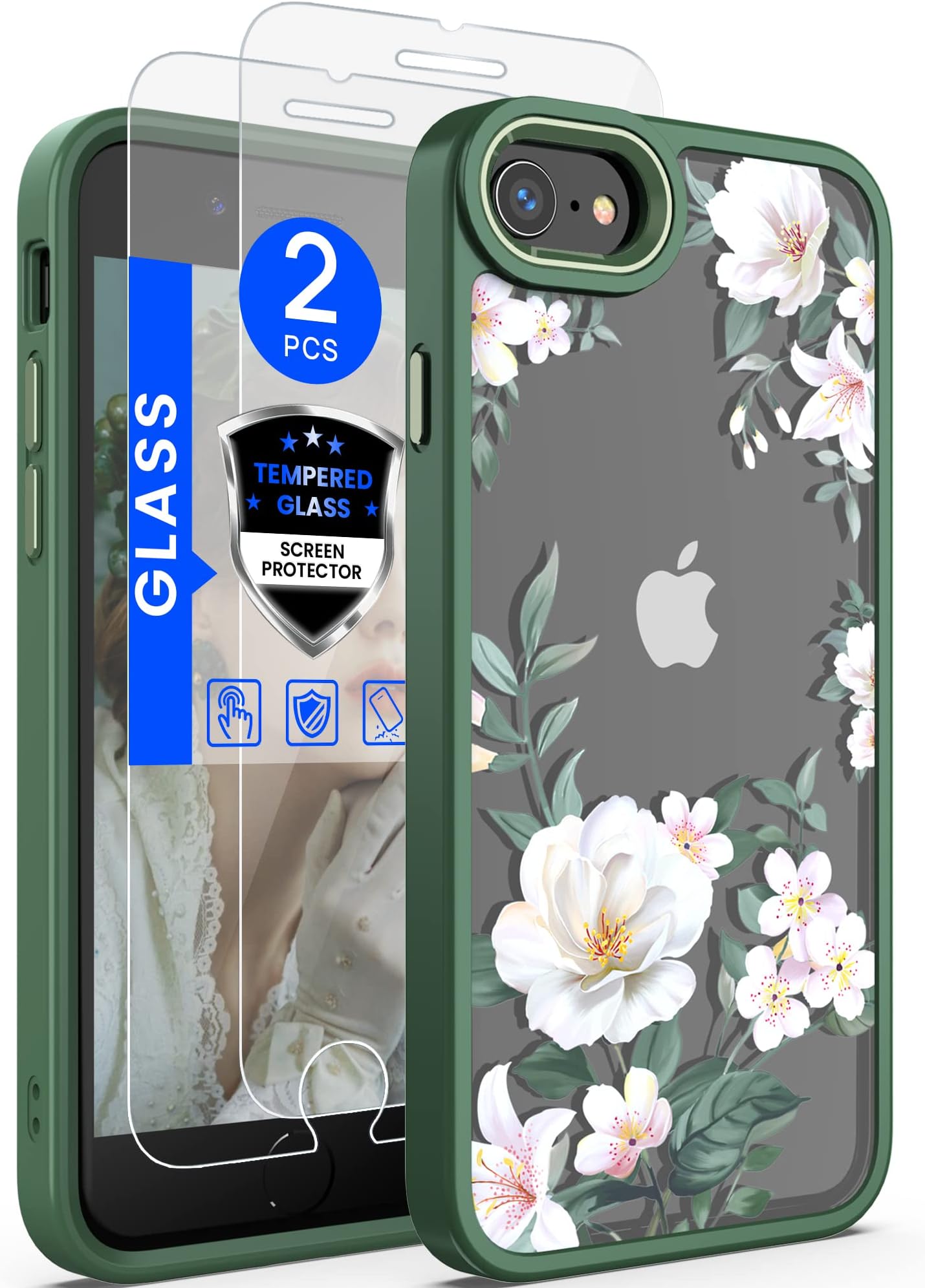 Amazon.com: malegaon Sage Green Flower Case for iPhone 7/8/SE ...