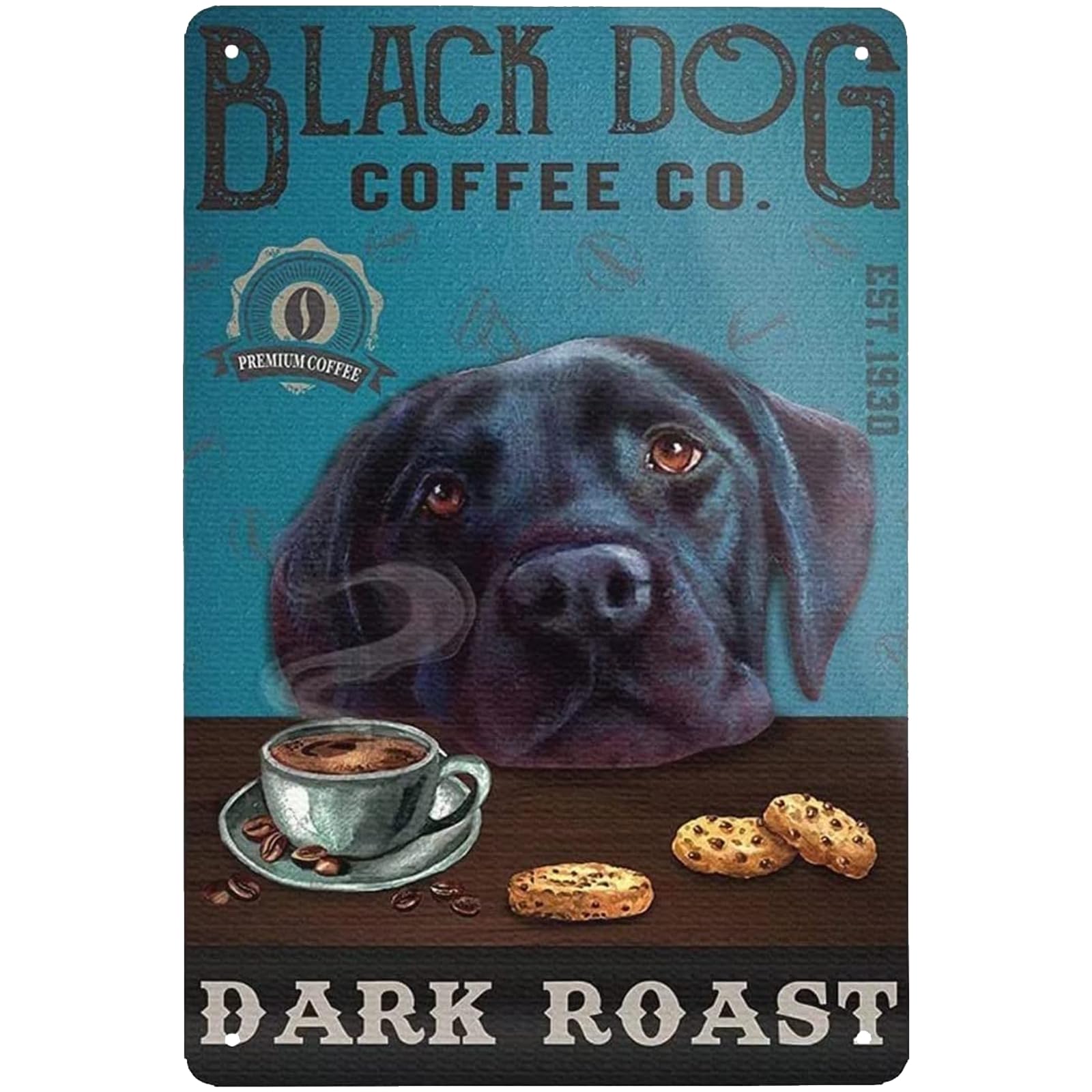 Amazon.com: Snowsun Metal Tin Sign Black Dog Coffee Dark Roast Sign ...