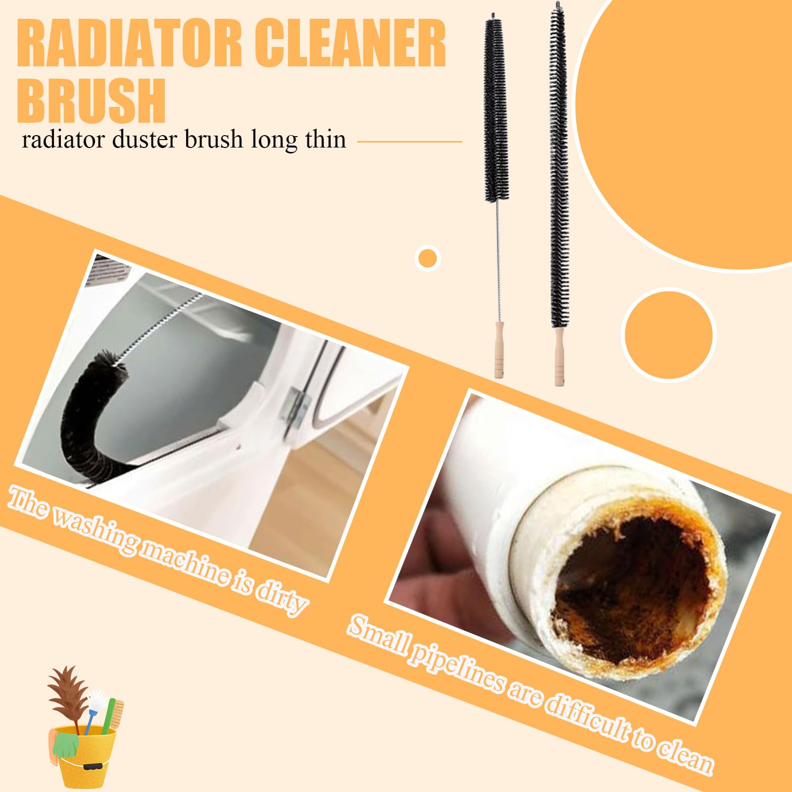 2 Pack Radiator Cleaner Brush Radiator Brush Flexible Soft Long ...