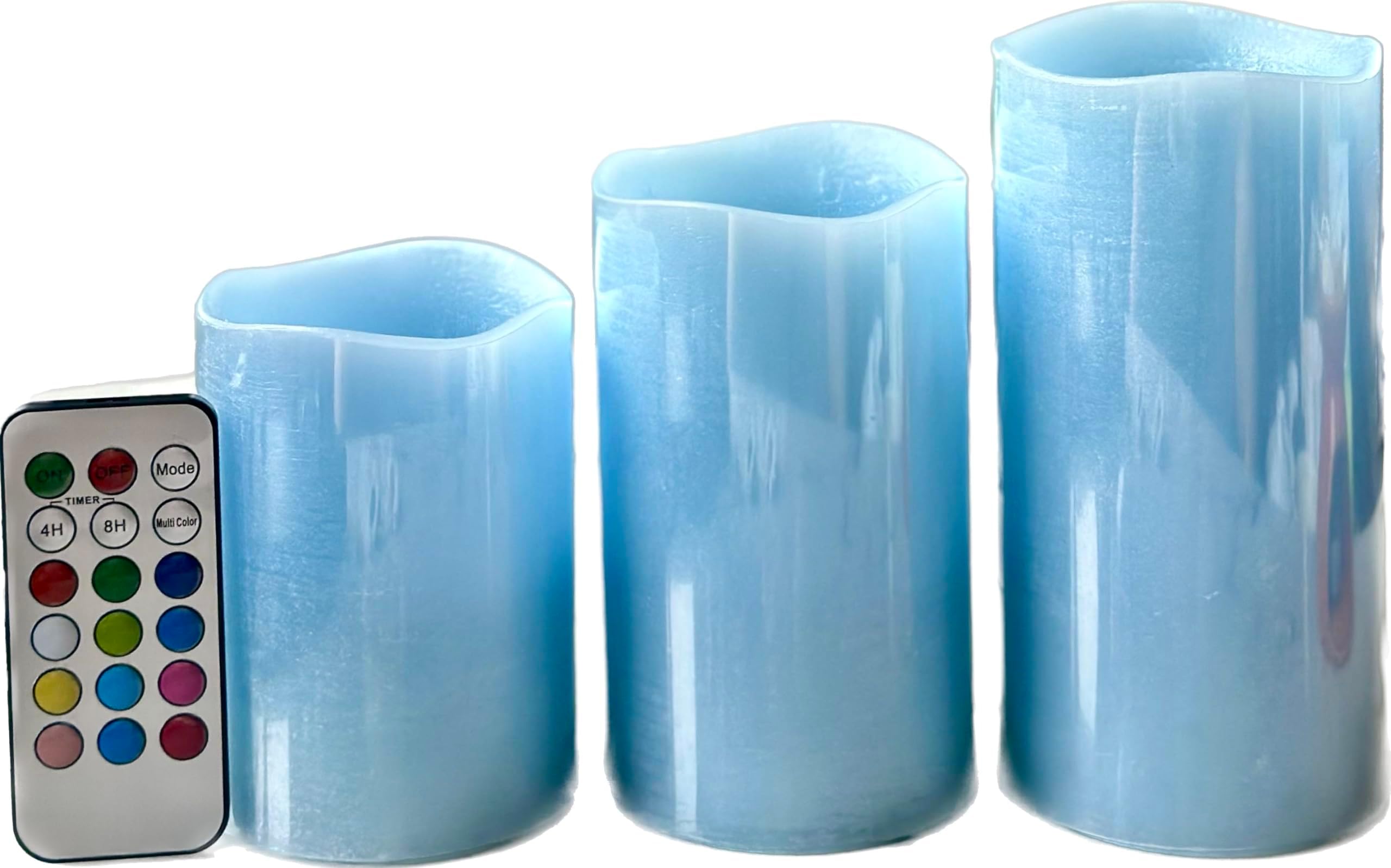 Amazon.com: Adoria Light Blue Flameless Candles Set of 3, Real Wax ...