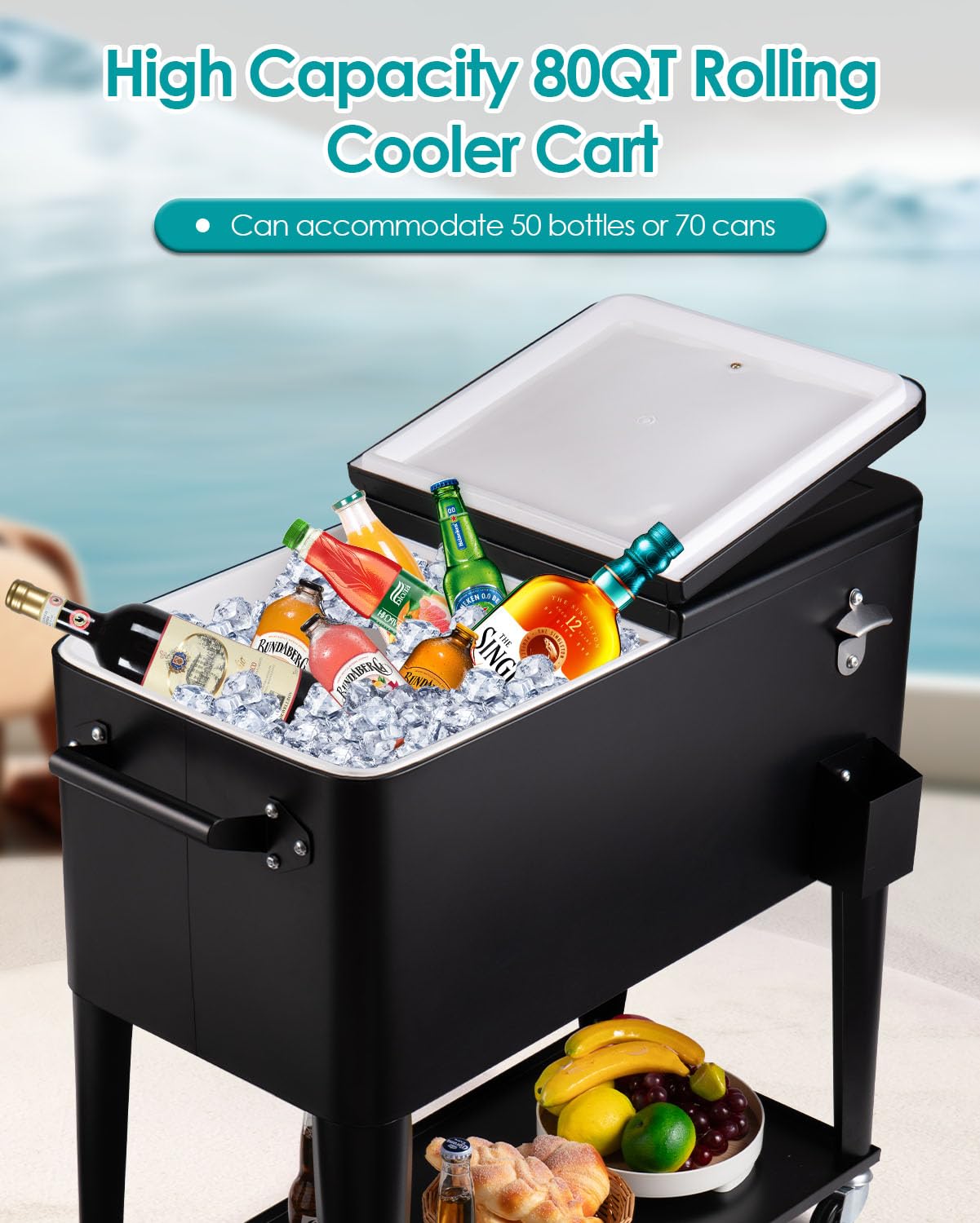 Snapklik.com : 80 Quart Rolling Ice Chest - Portable Outdoor Patio ...